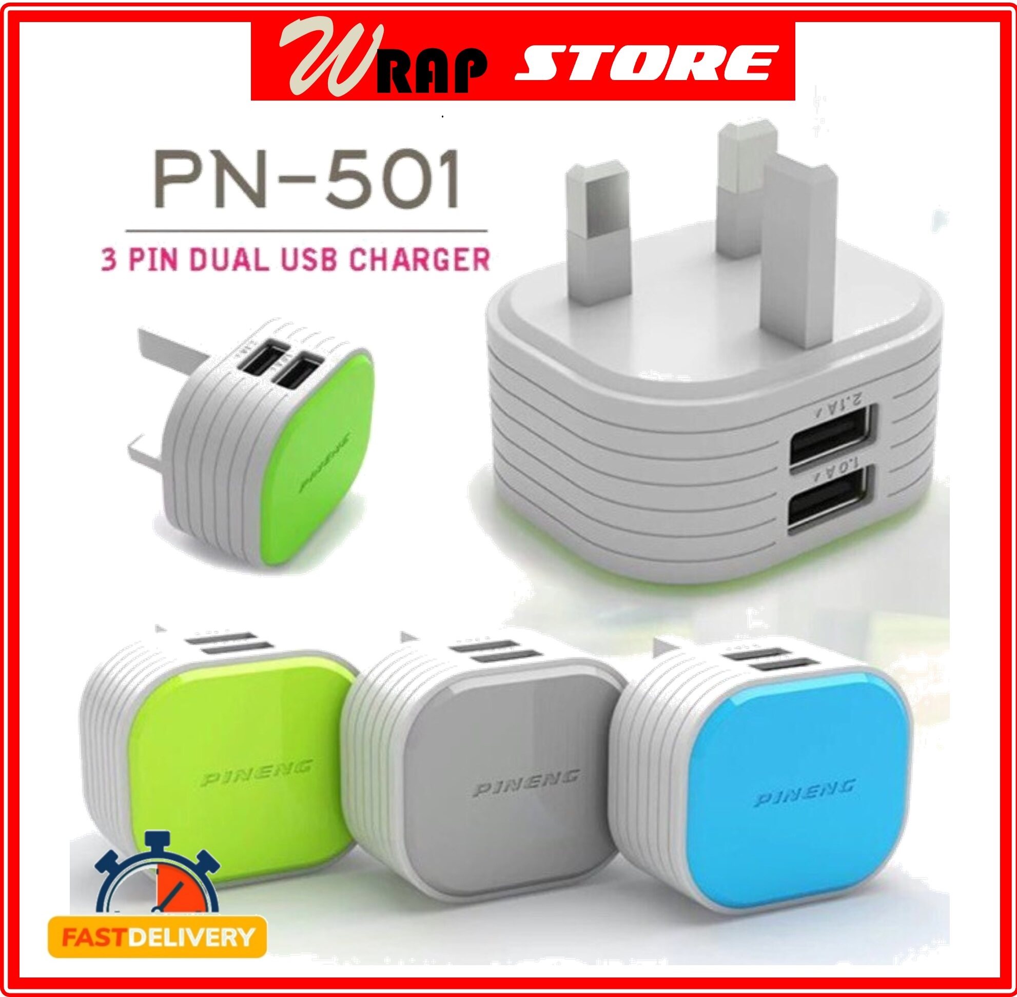 Pineng PN501 (100 Original) 2.1A Dual USB Power Adapter PN 501 Pineng ...