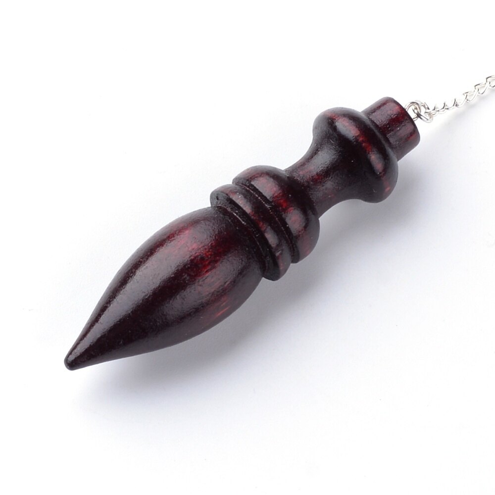 1Strand Wood Dowsing Pendulum Pendants Dyed with Iron Cross Chains ...