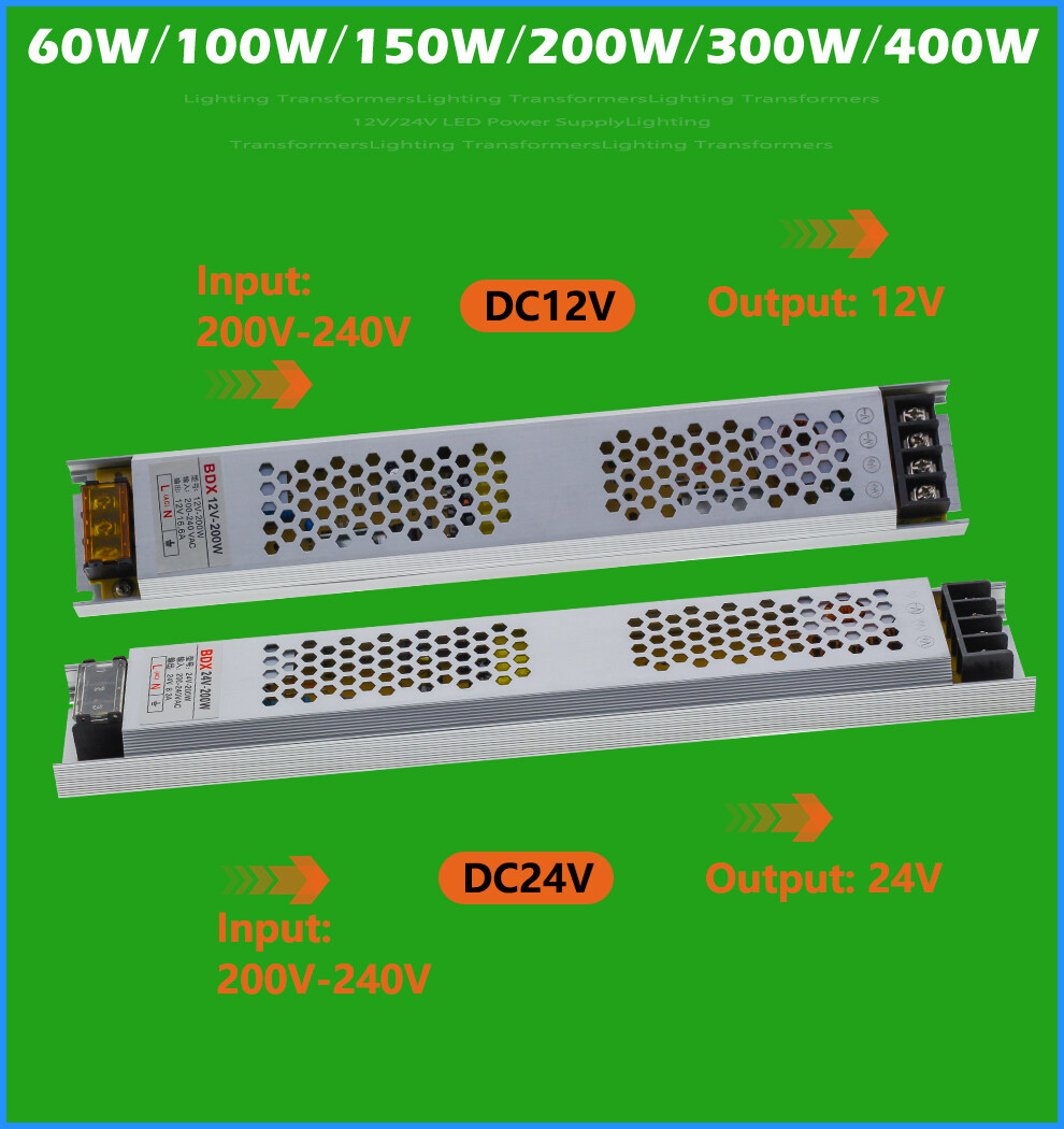 Ultra Thin Power Supply Led Driver DC12V DC24V 60W 100W 150W 200W 300W 400W Transformers แสง ...