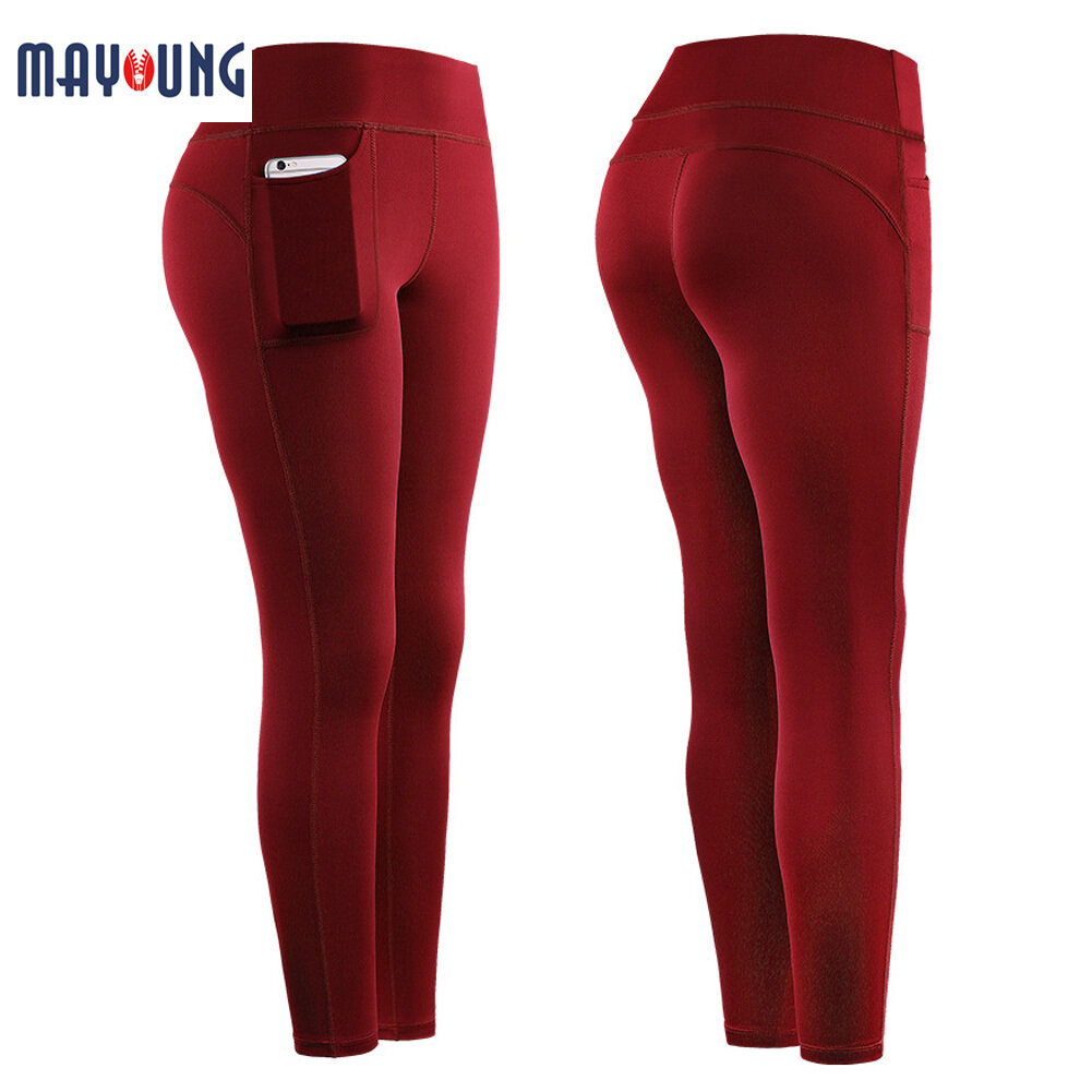 Mayoungกางเกงโยคะของผู้หญิง,เลกกิ้งกีฬายืดได้พร้อมกระเป๋าสำหรับใส่วิ่ง ...