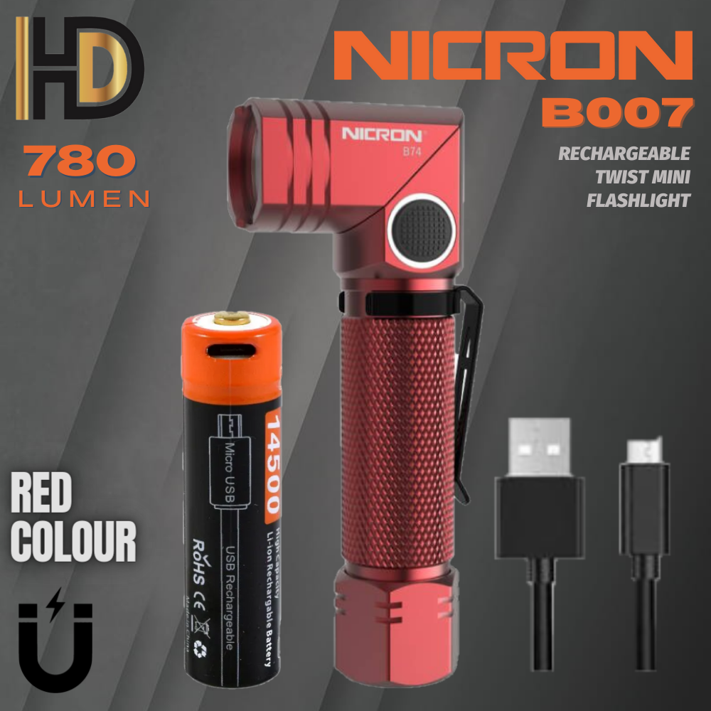 NICRON B007 Magnetic Rechargeable 90 Degree Pocket Size Mini Flash ...