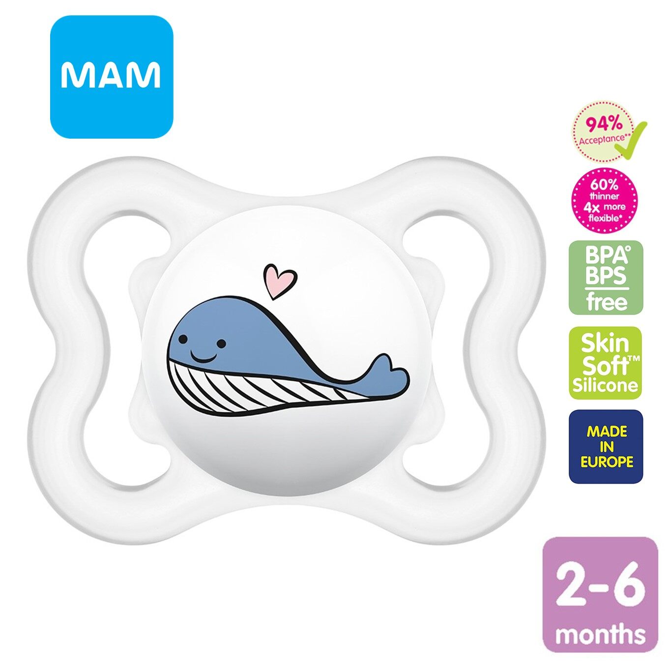 MAM Supreme Soother Pacifier 2-6m/ 6m+/ 16m+ Orthodontic Baby with Self ...