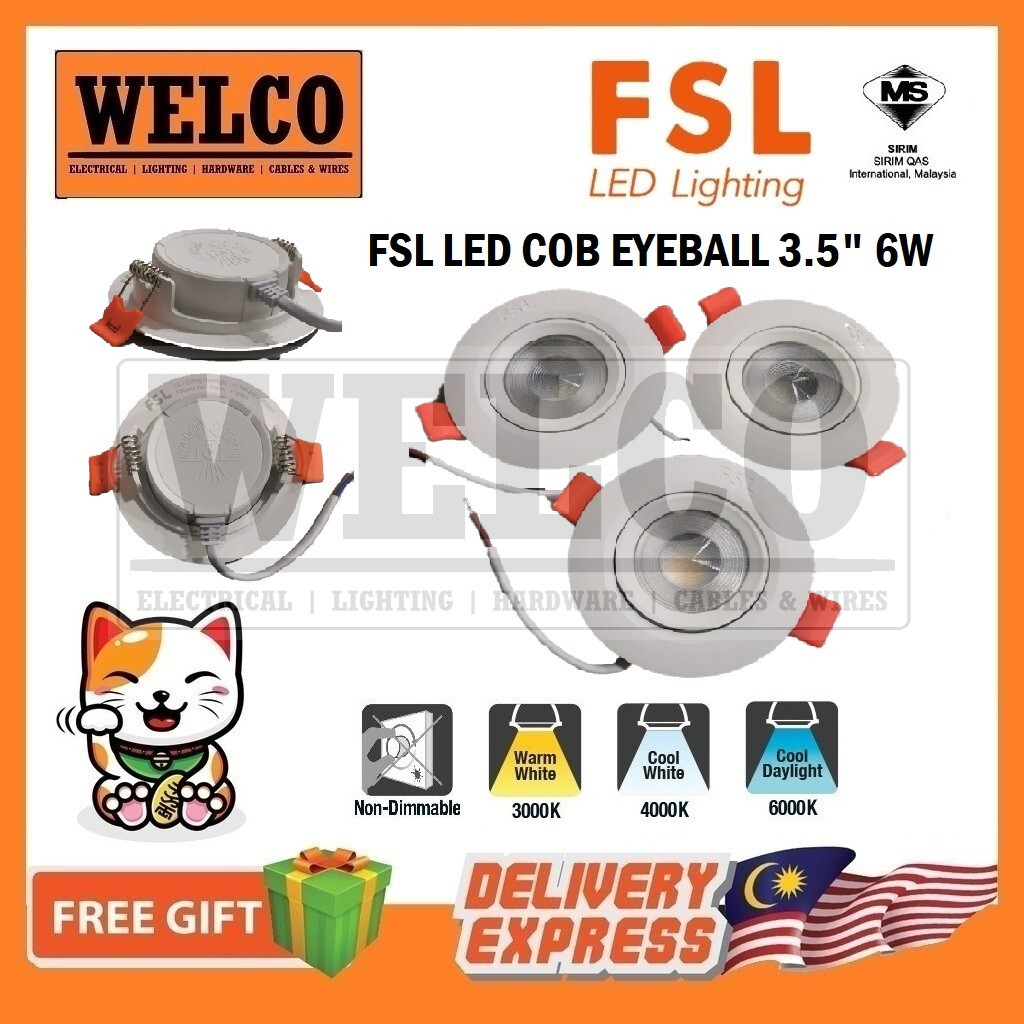 FSL LED COB EYEBALL 3.5 6W [6500K/4000K/3000K] NEW MODEL ! | Lazada