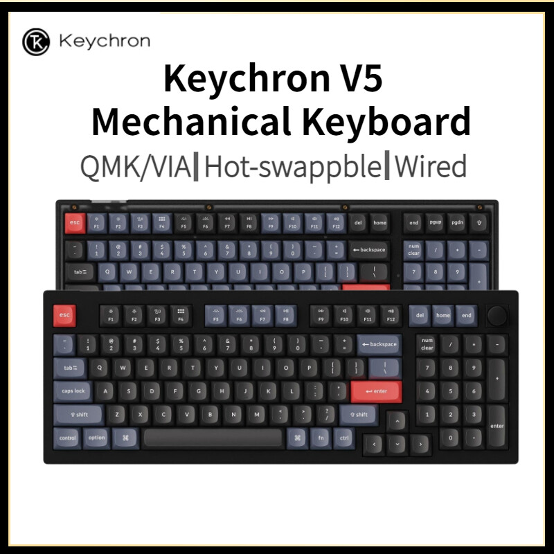 Keychron V5 Wired Custom Mechanical Keyboard Knob Version, 96% Layout ...