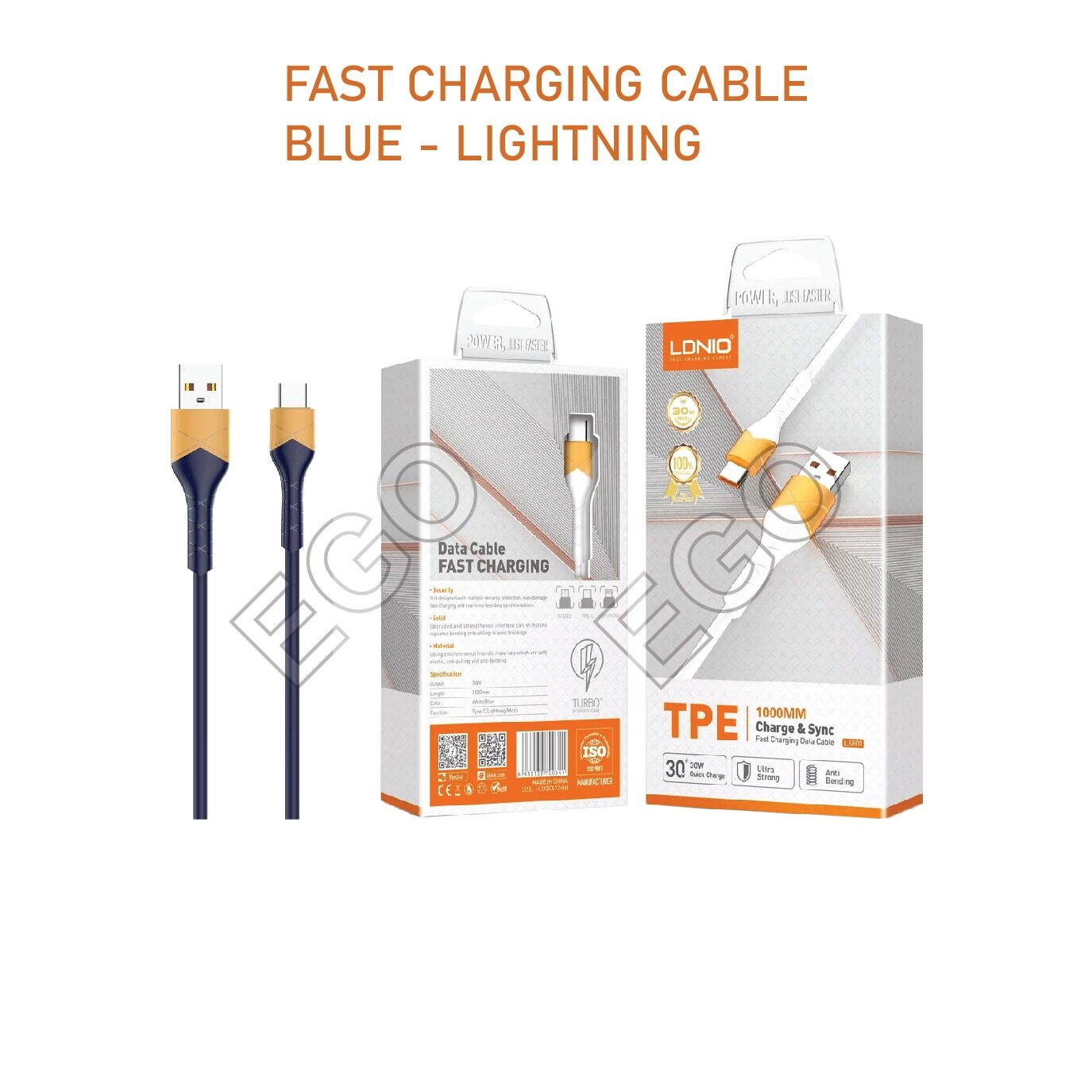 LDNIO LS801 1 METER 30W FAST CHARGE CABLE LIGHTNING / TYPE-C | Lazada