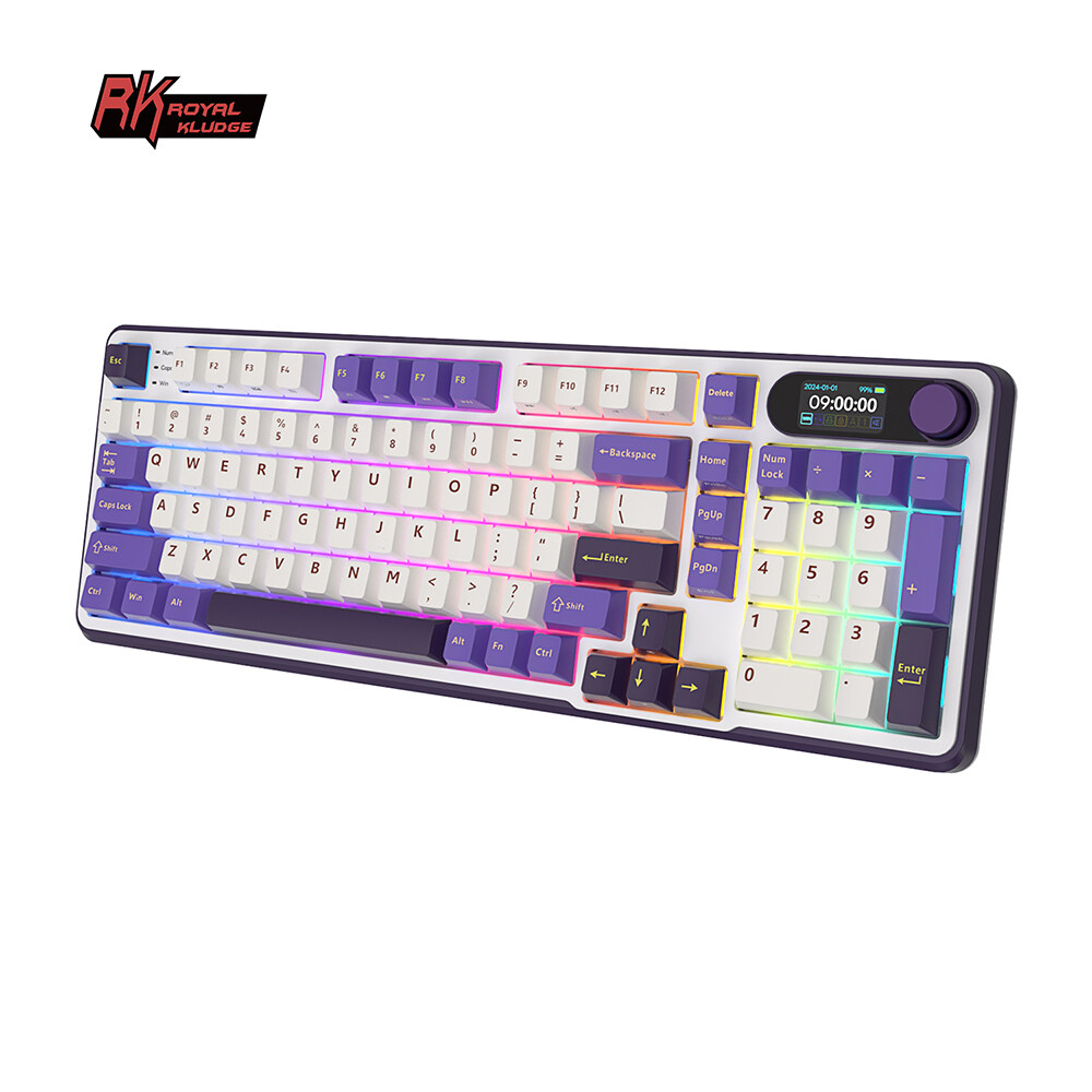 RK ROYAL KLUDGE S98 Mechanical Keyboard TFT Screen 98 Keys RGB BT5.0/2 ...
