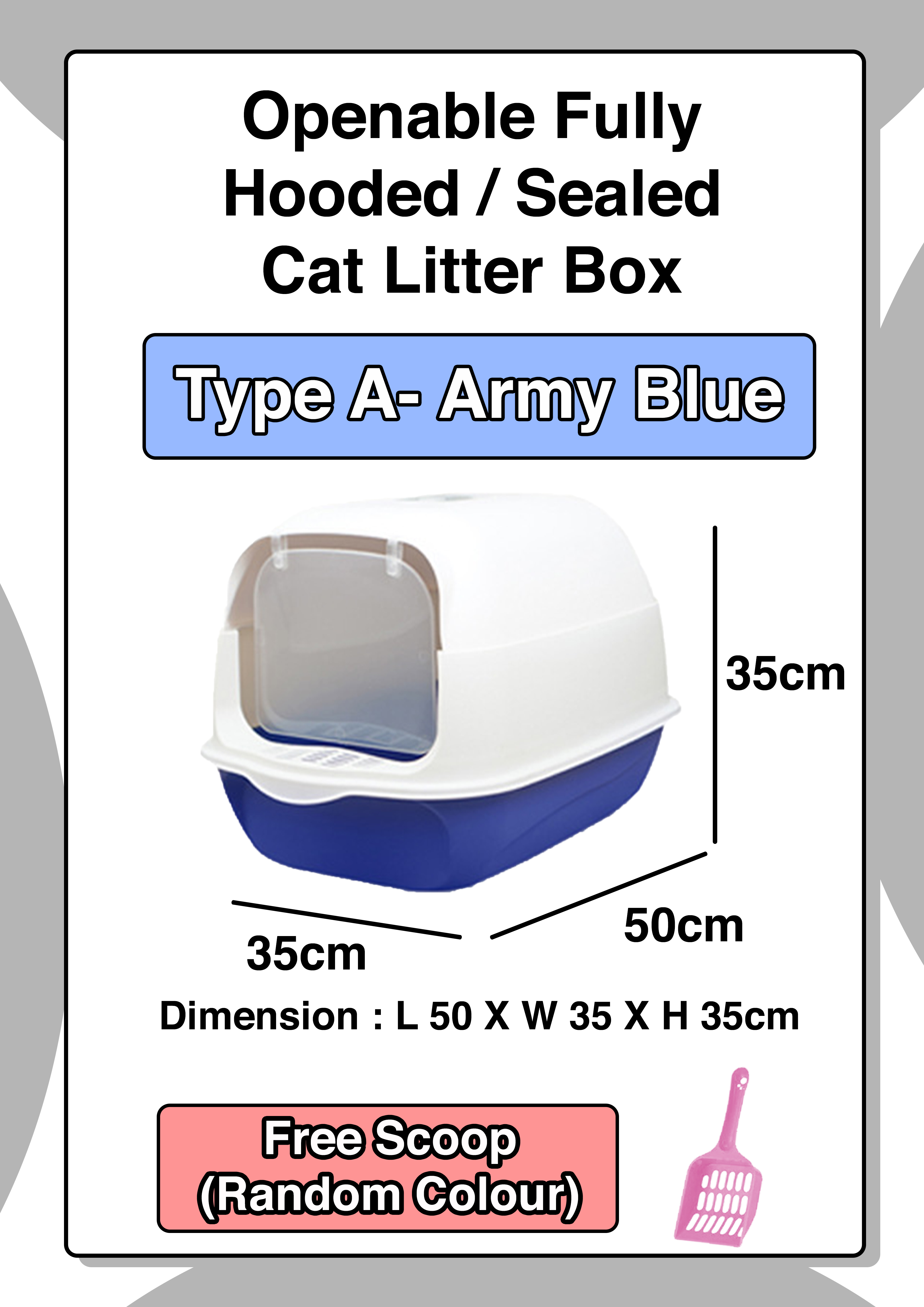 Fully Enclosed Hooded Jumbo Cat Litter Box/Large Size Cat Toilet Box ...