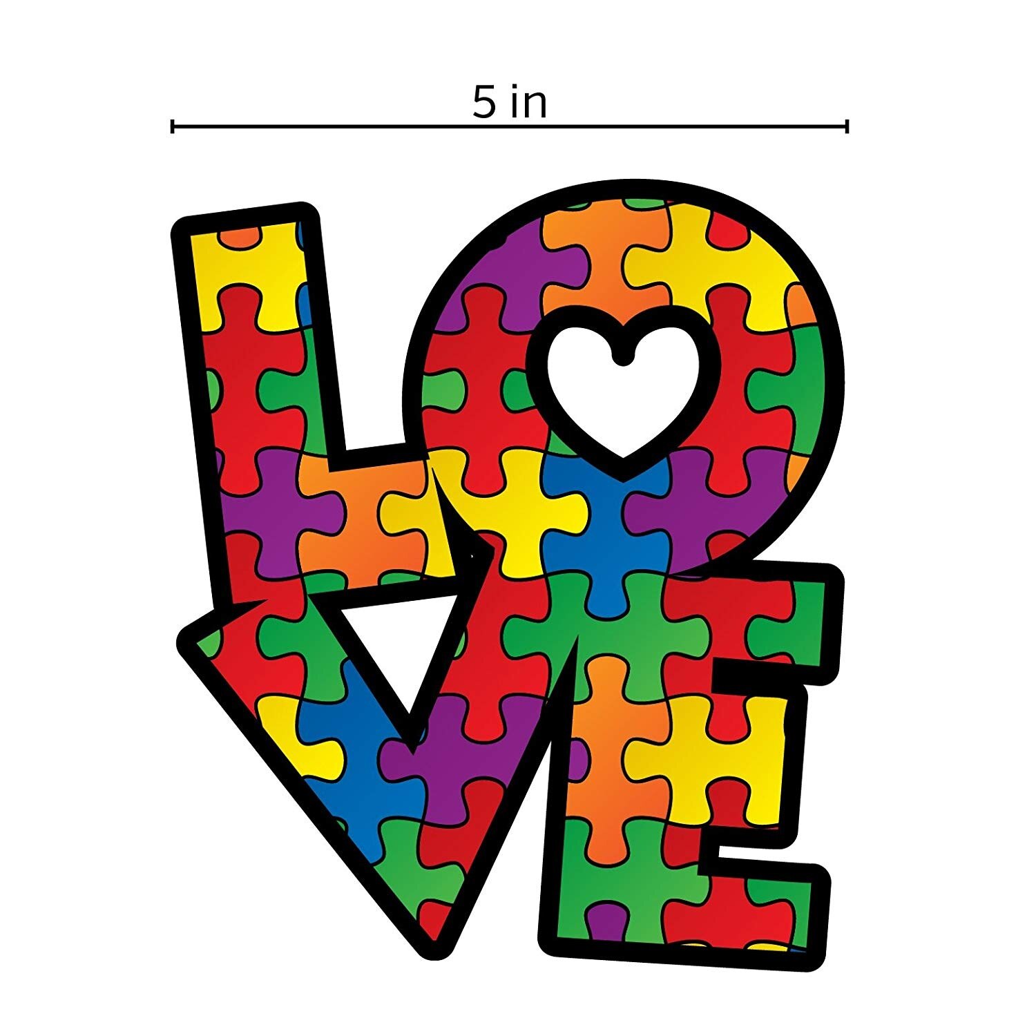 Love Autism Awareness L O V E with Heart (2 Pack) Laminated Vinyl ...