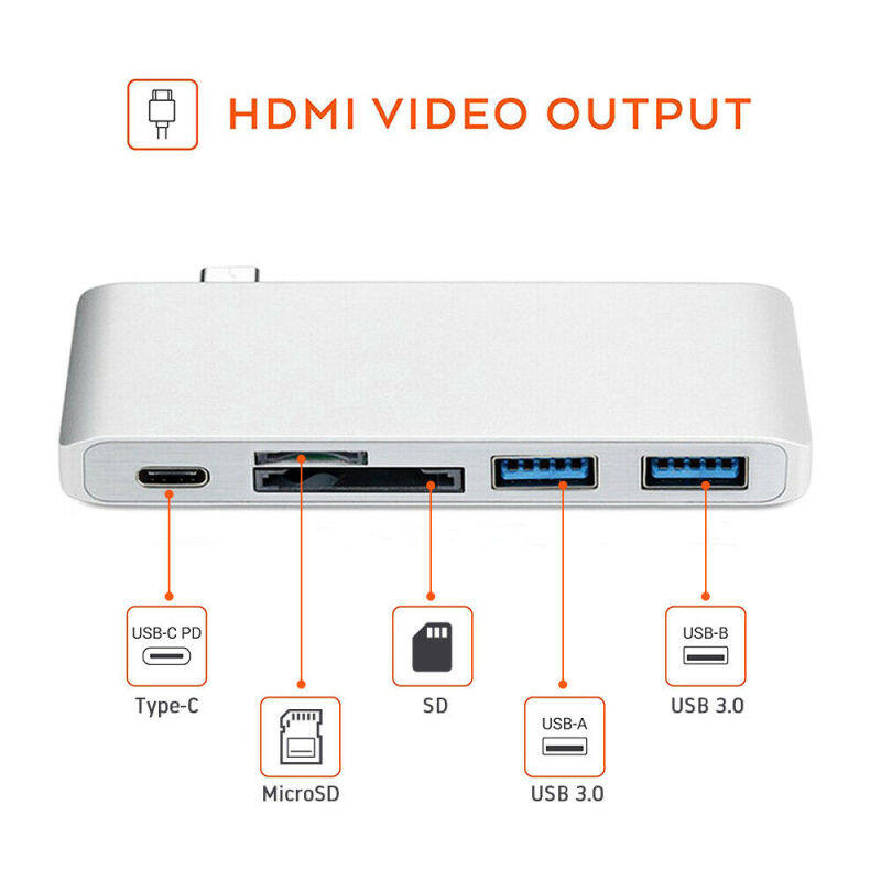 Willkey 5in1 USB Hub สำหรับ MacBook Pro Converter 3.0 Type-C อะแดปเตอร ...