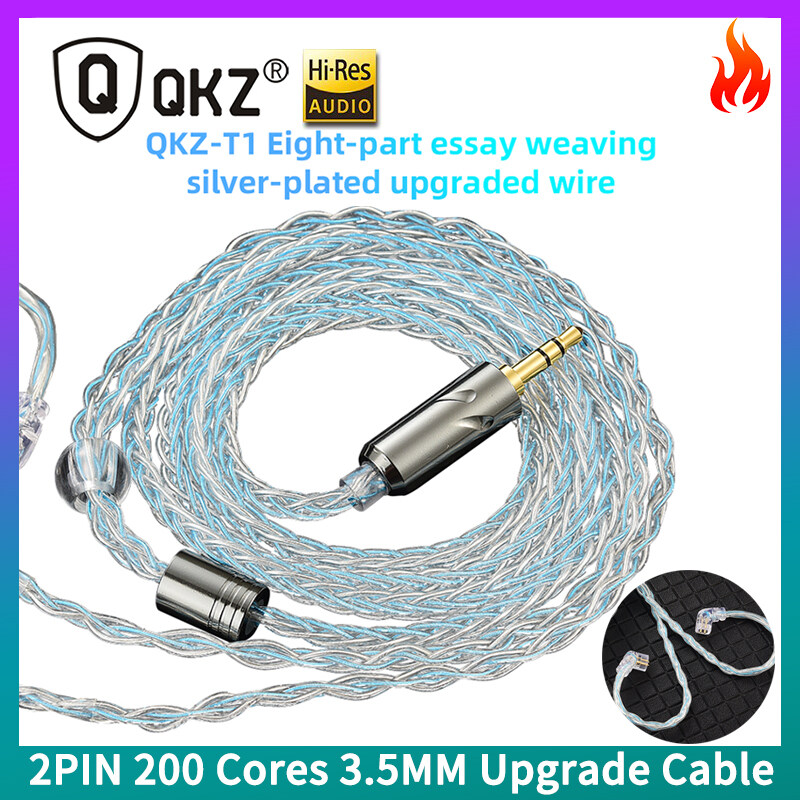 Original QKZ T1 8 Strand 200แกน Cable 2PIN 0.75มม.3.5มม.OFC Copper Silver-Plated Audio ...