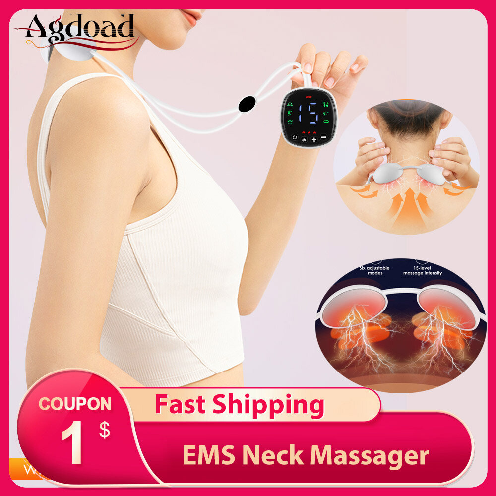 Agdoad Pendant Neck Massager Heating 15 Levels EMS Cervical Spine ...