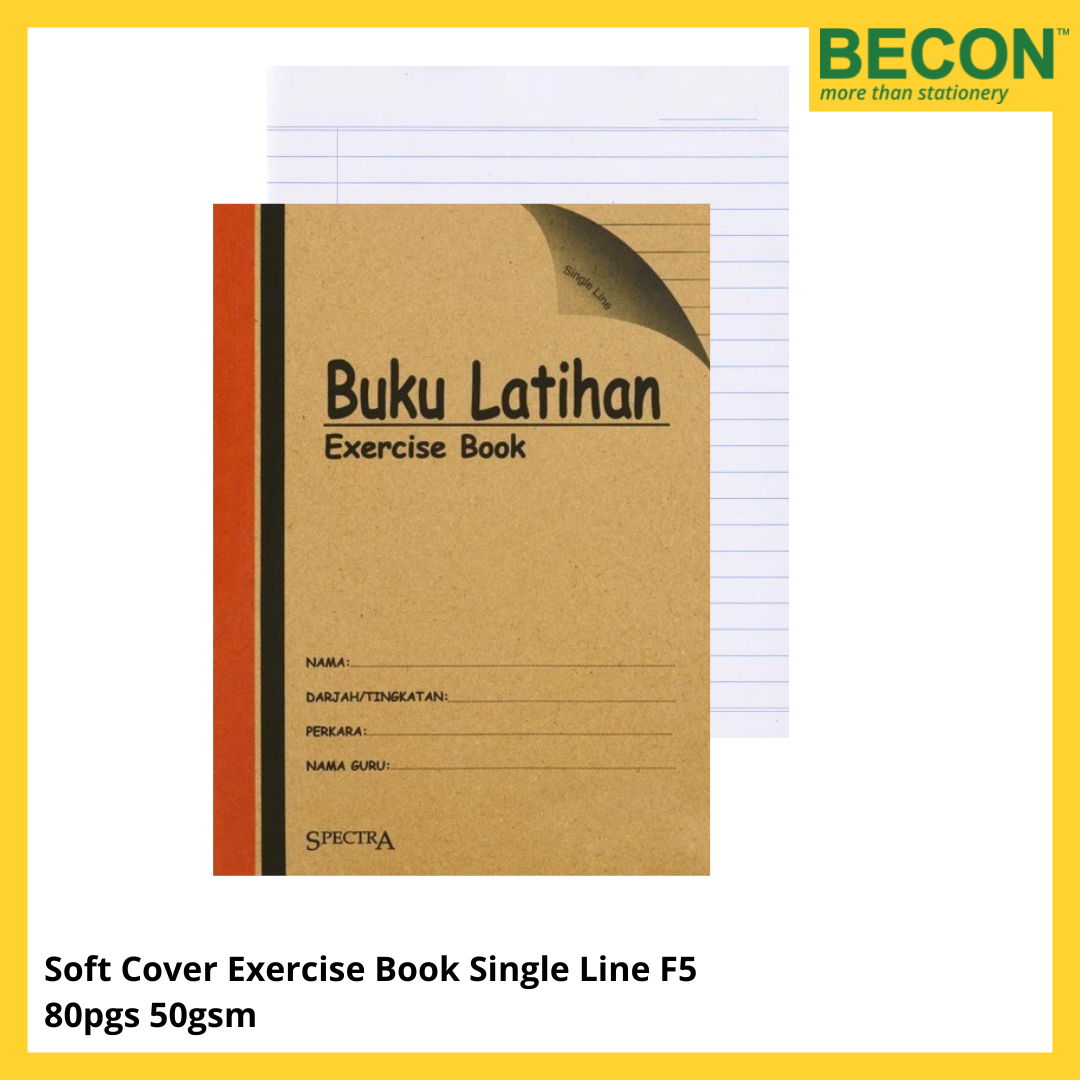 Spectra Soft Cover Exercise Book Single Line F5 80pgs 50gsm Buku ...