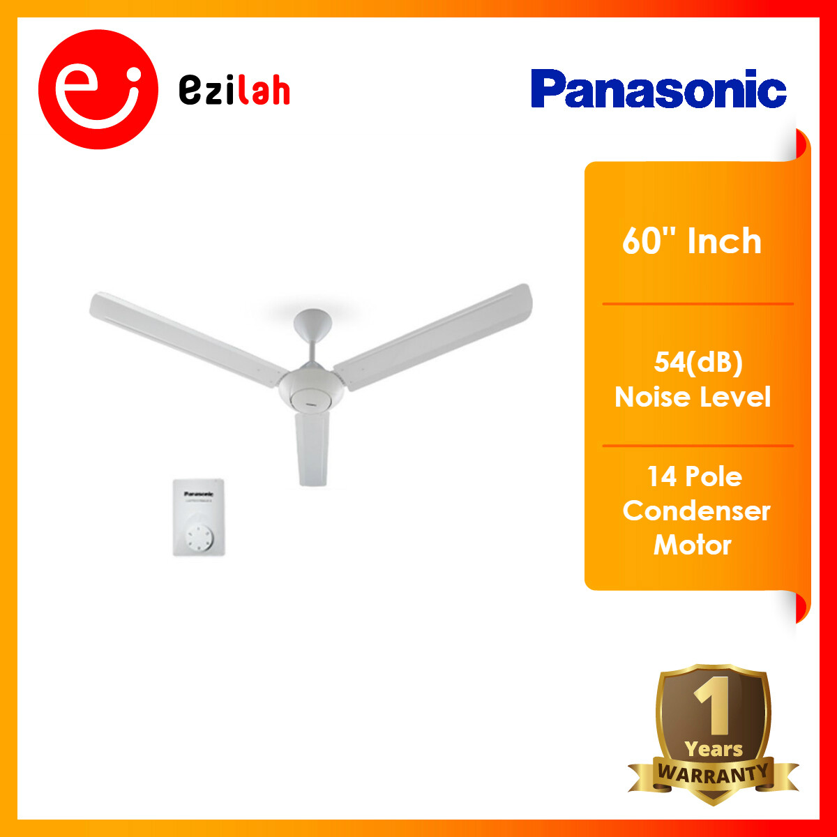 Panasonic Bayu Regulator 3-Blade 60" Ceiling Fan DARK GRAY F-M15A0(DG ...