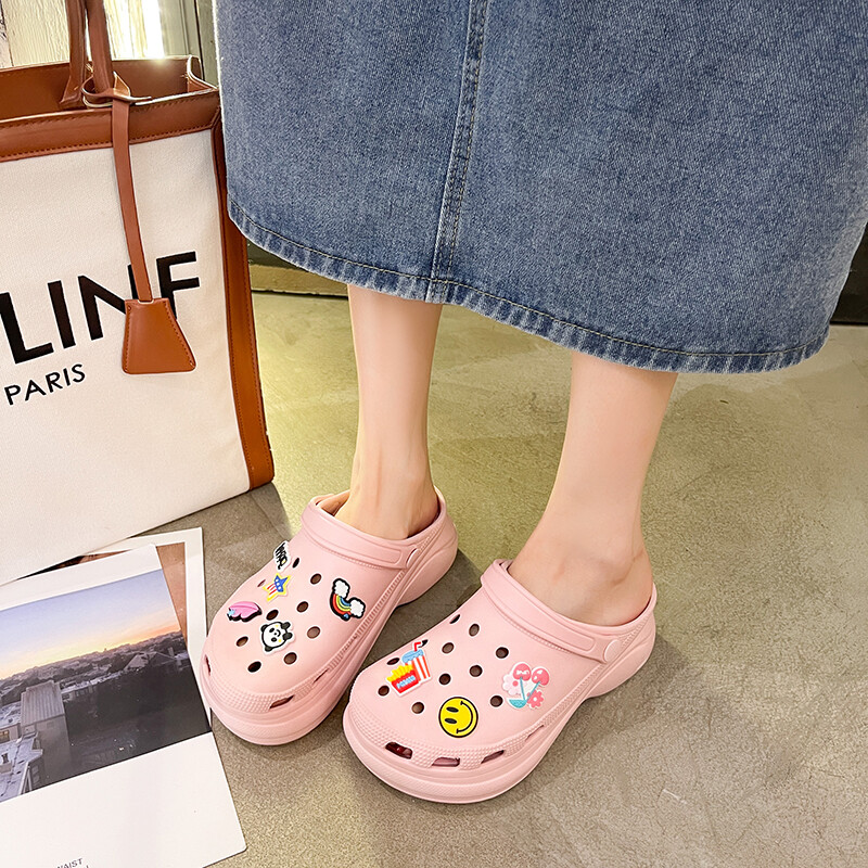 Croc ความสูง6ซม.รองเท้าแตะสลิปเปอร์ผู้หญิง Outing ฤดูร้อนสวมใส่ Baotou ...