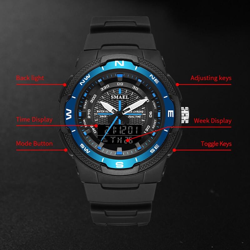 SMAEL Men's Sport Watches Casual Waterproof Military Quartz Watch Men ...