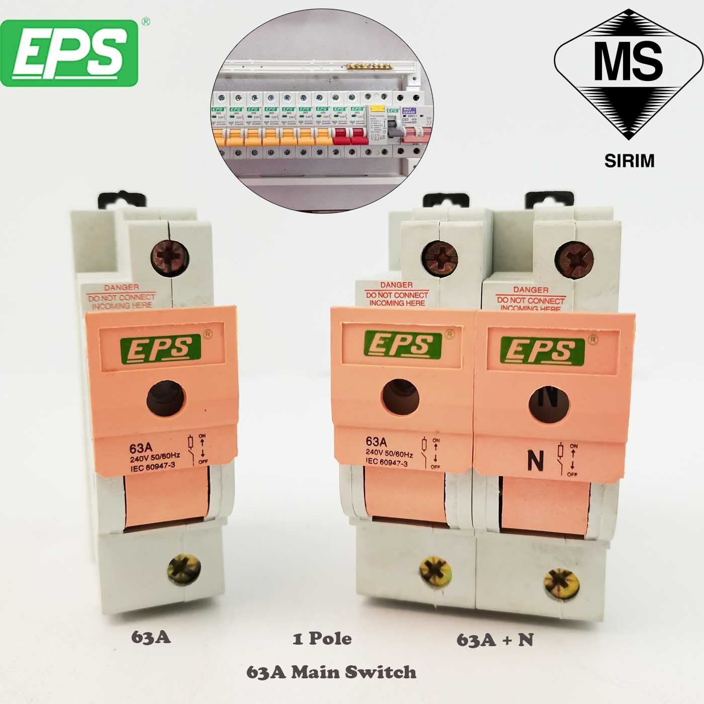 Heavy Duty EPS 1 Pole 63A Main Switch Fuse For Electrical Home Fius ...