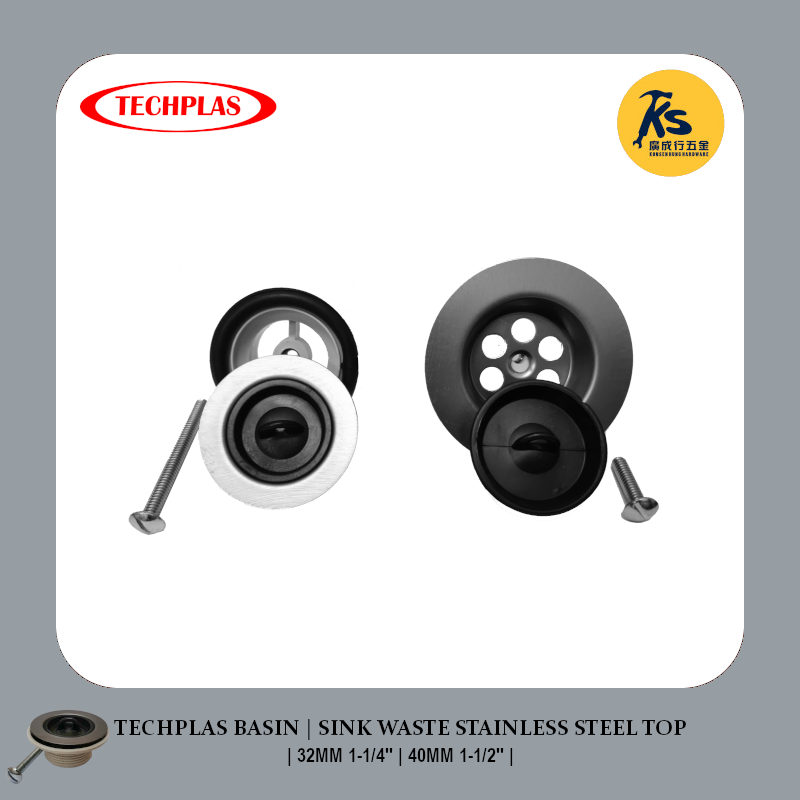 TECHPLAS BASIN | SINK WASTE STAINLESS STEEL TOP ( 32MM 1-1/4'' | 40MM 1 ...