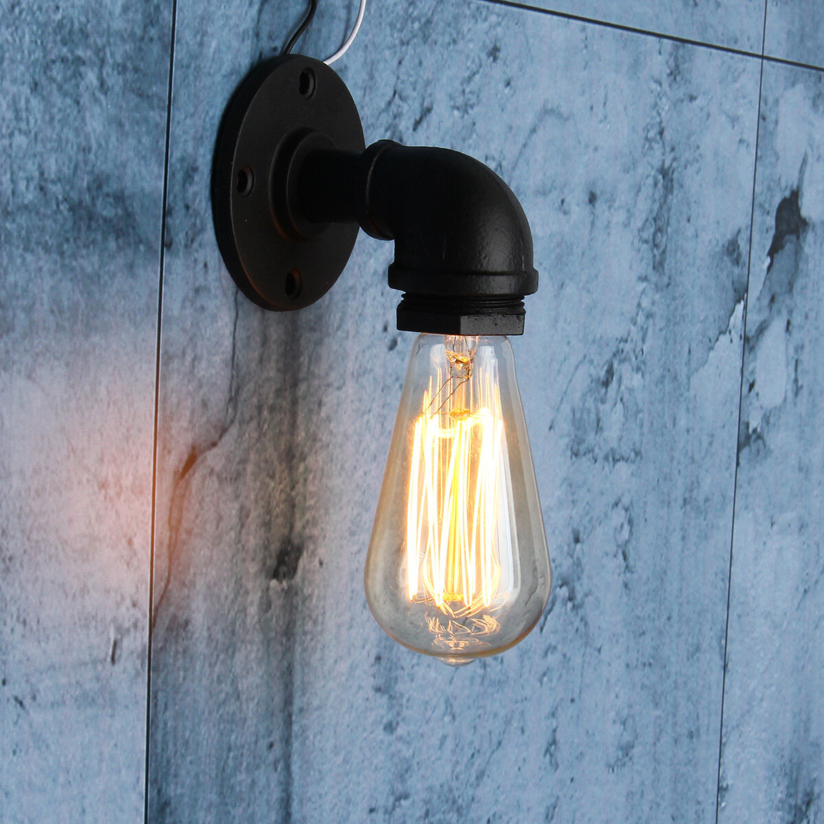 【Metal】(E27) Retro Industrial Wall Lamp Water Pipe Light Edison Bulbs ...