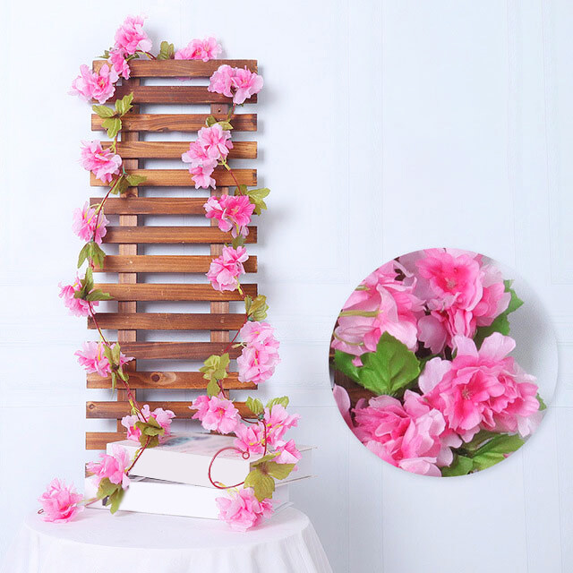 【ShirleyLife】2.3M Artificial Cherry Blossom Hanging Vine Simulation ...