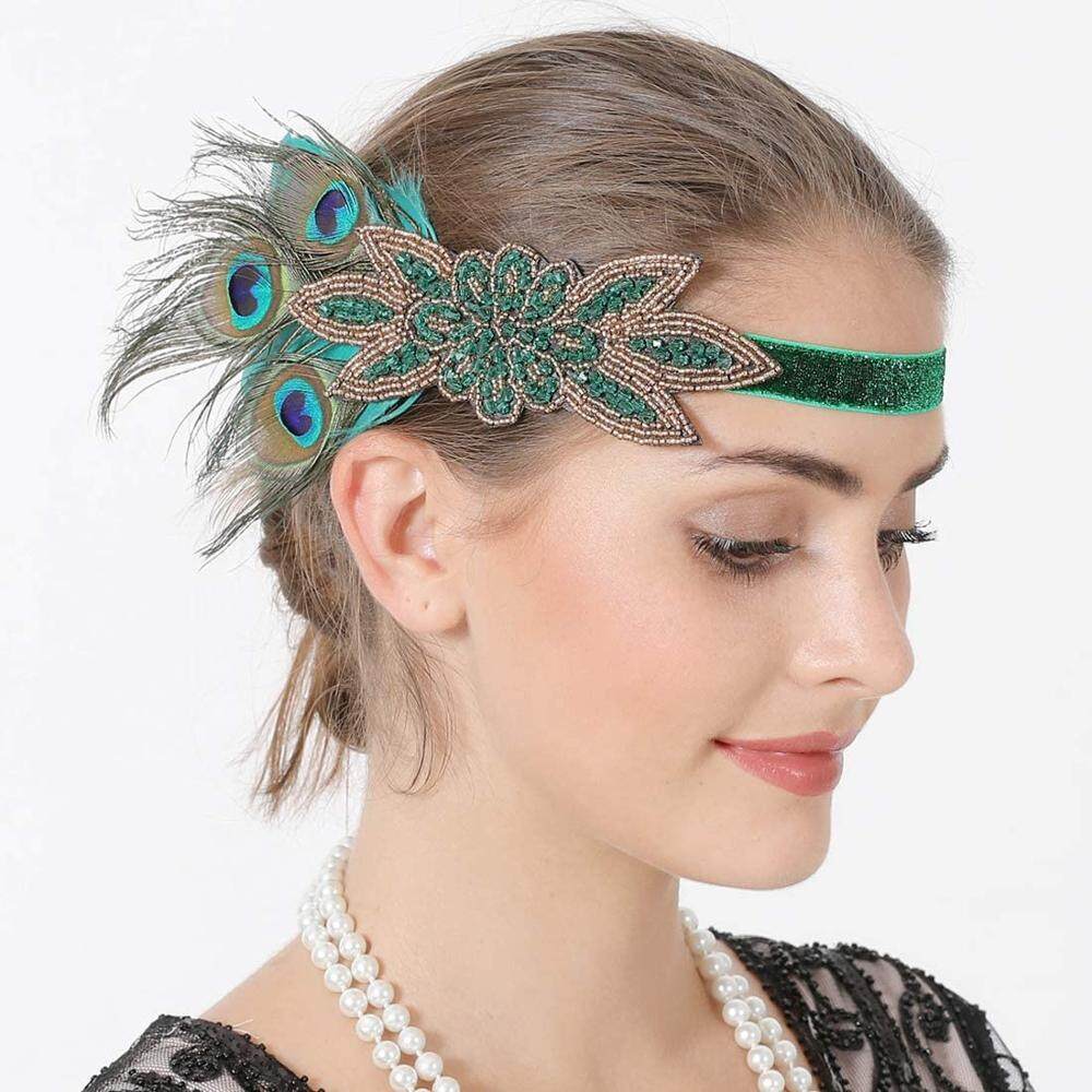 1920s Peacock Feather Headpiece Flapper Accessories Women Art Deco 20s ...