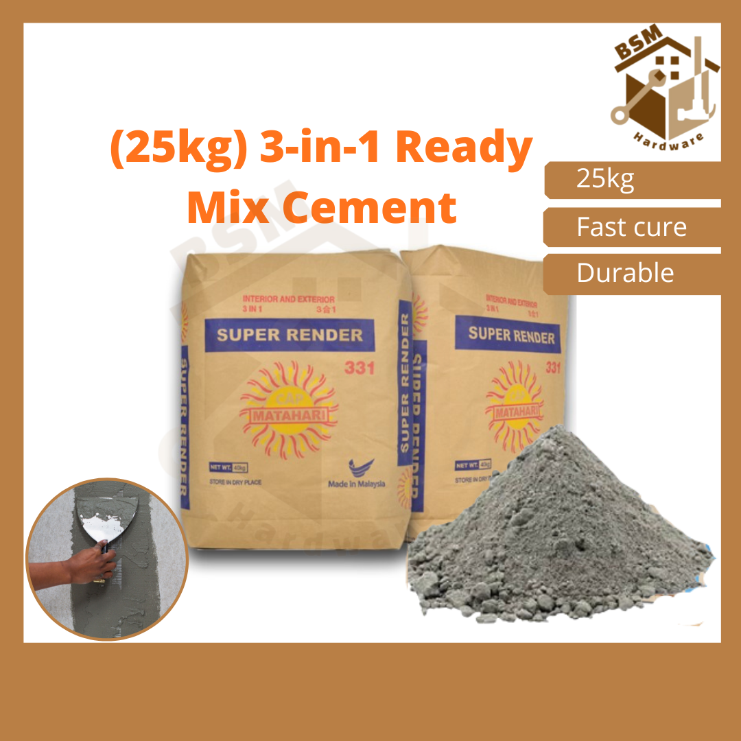 Bsm 25kg 3 In 1 Super Render Cement And Sand Mix Ready Mix Cement Pre Mix Plaster Simen Campur