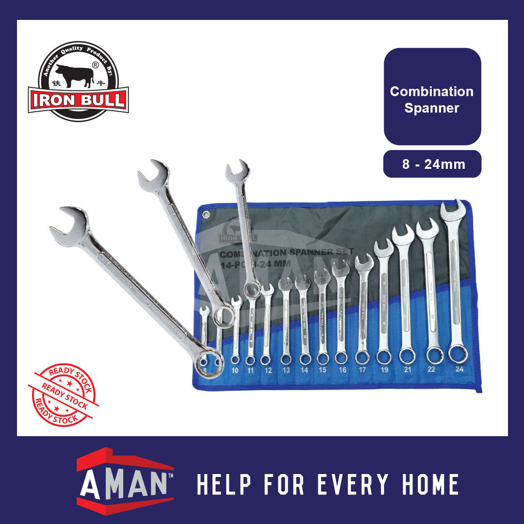 IRON BULL 8mm-24mm Combination Wrench Spanner Set 14 Pcs Hand Tools Set ...