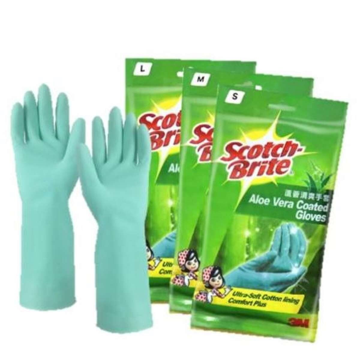 3M Scotch Brite Aloe Vera Hand Glove for House Work Dish Wash Cleaning ...