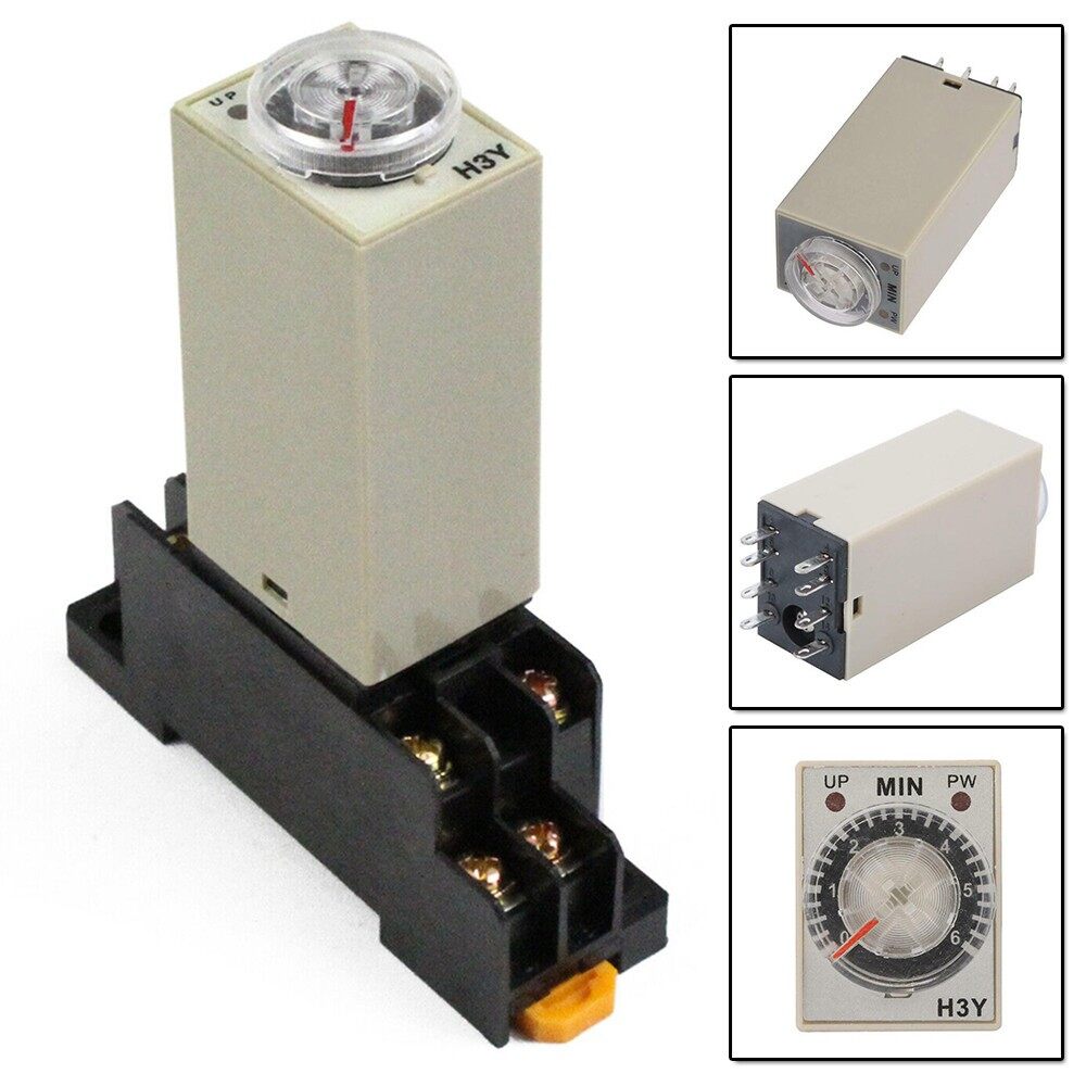 ซอคเก็ตถ่ายทอดกระแสไฟ Timer ฐาน110V 1S-1H 5A AC Automation Delay H3Y-2 ...