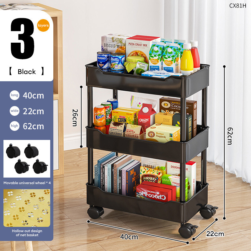 3/4/5-Tiers Multifunction Storage Trolley Rack For Office Kitchen ...