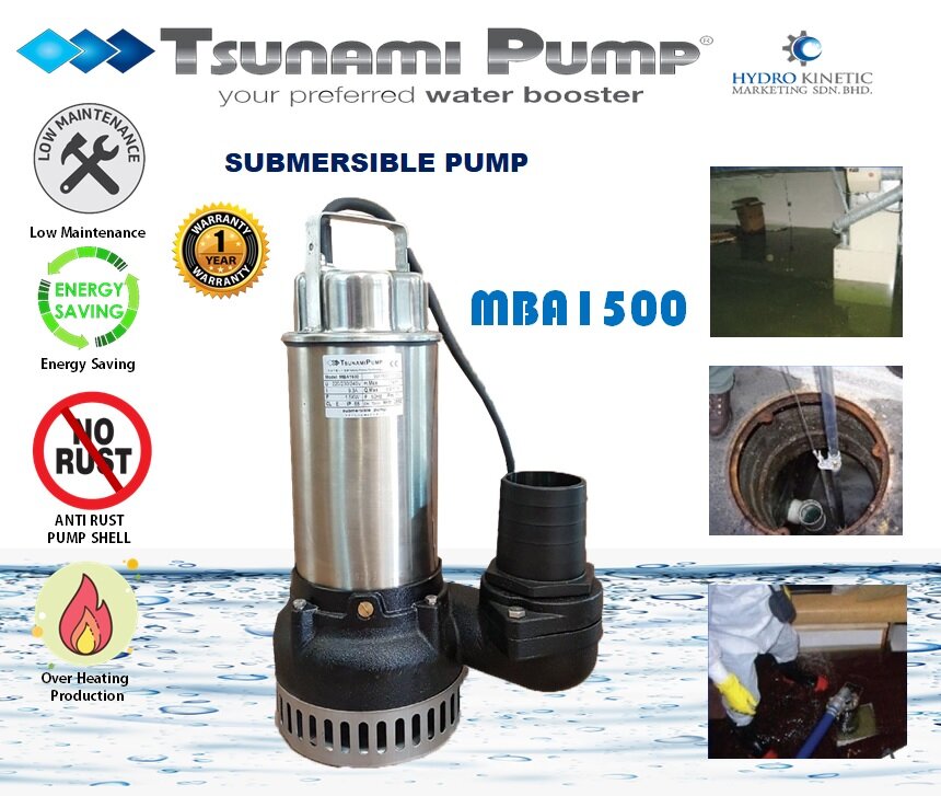 Tsunami MBA-1500 Submersible Sewage Pump 1.5KW | Lazada