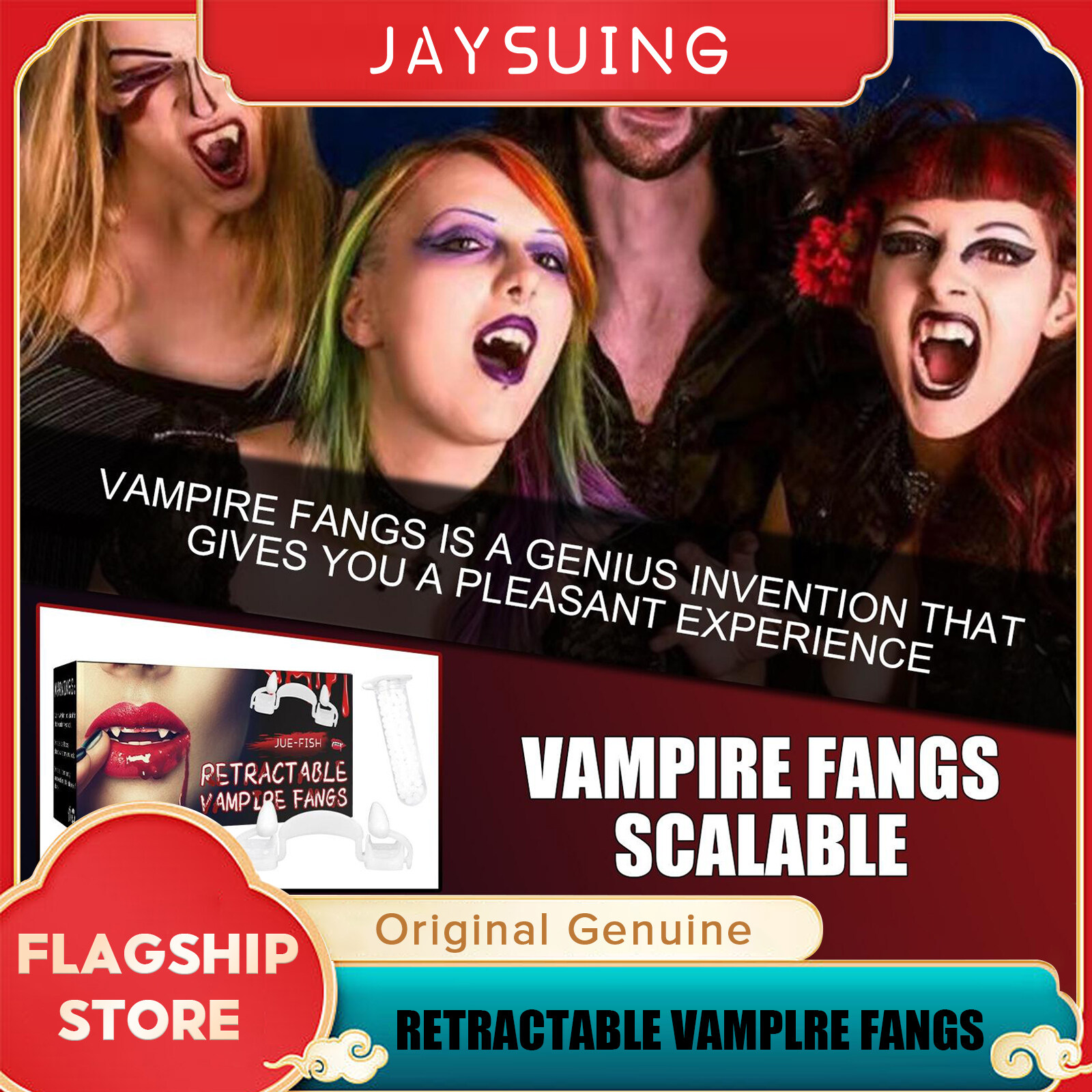 【Hot Sale】Jaysuing Halloween Vampire Teeth Vampire Set Vampire Teeth Fangs Halloween Cosplay ...