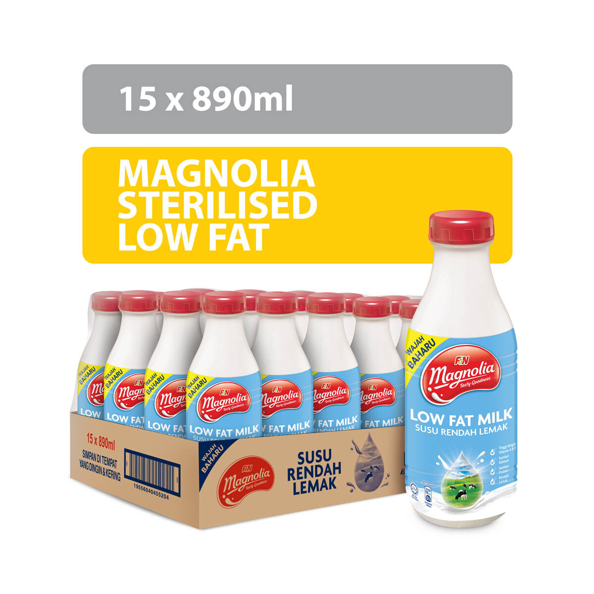 Magnolia Sterilised Low Fat Cal Milk 890ML x 15 | Lazada
