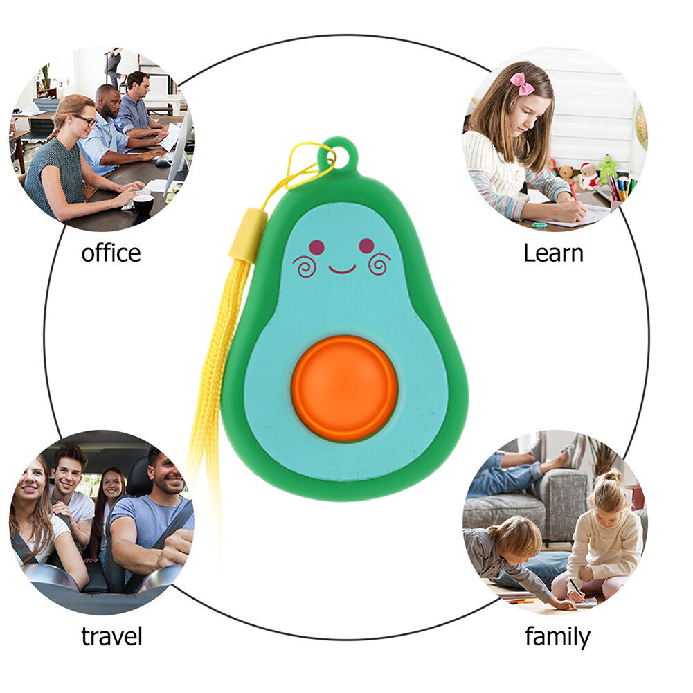 Dimple Fidget ของเล่นซิลิโคน Push Bubble Avocado จี้ออทิสติบรรเทาความ ...