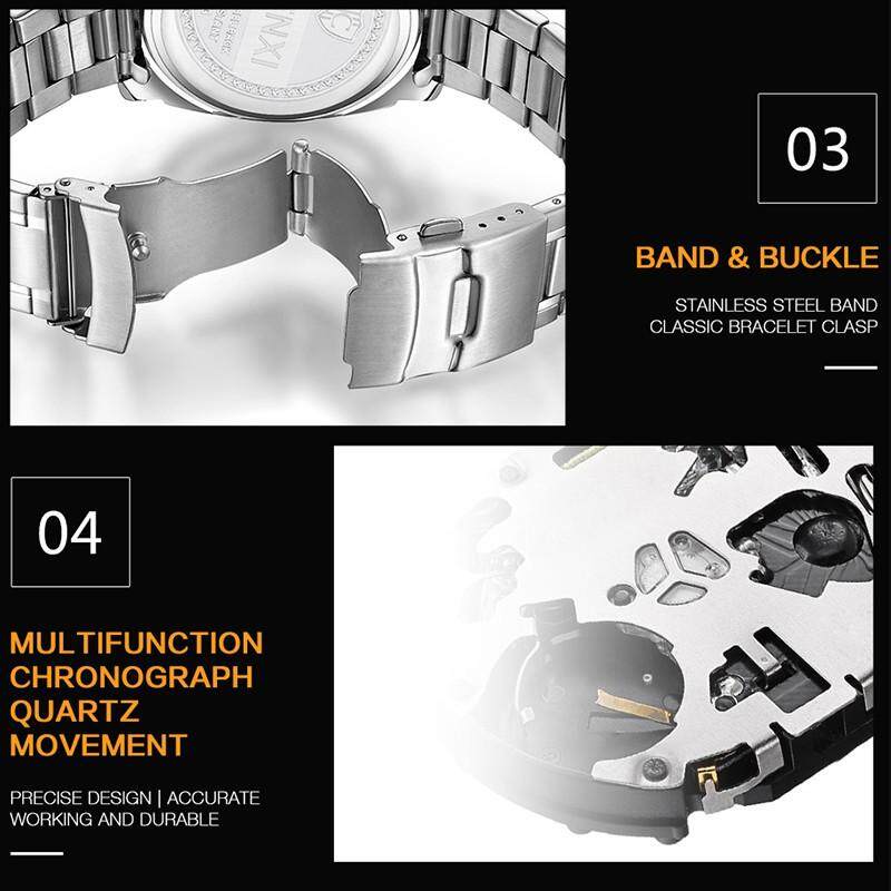 CHENXI 085 แฟชั่นนาฬิกาแบบทางการสำหรับนาฬิกาผู้หญิงสแตนเลส Luminous Pointer ปฏิทินกันน้ำควอตซ์ ...