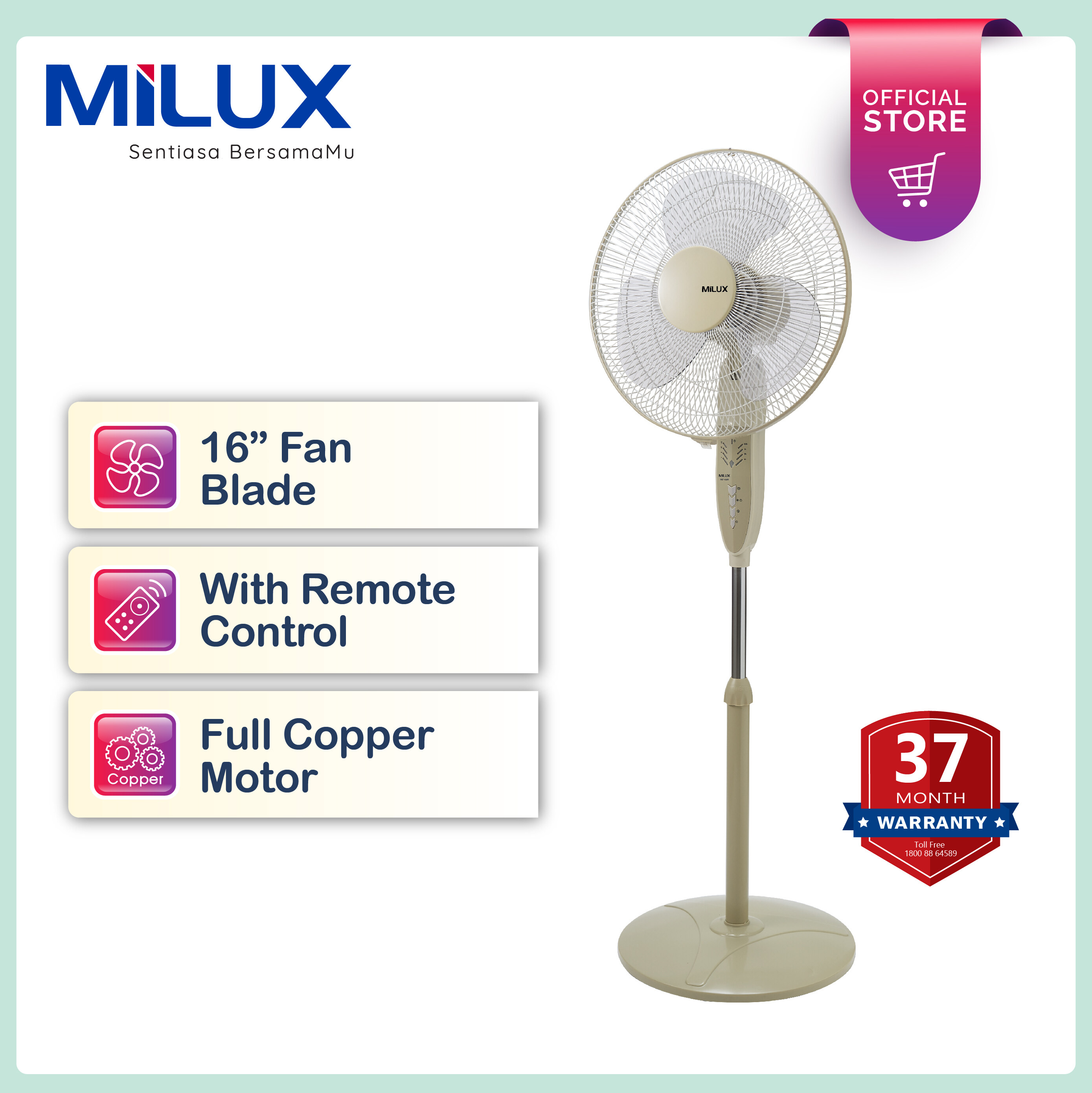 Milux Remote Control Stand Fan (MSF-1628R) | Lazada