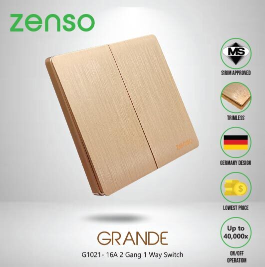 Zenso - Grande Series 2 Gang 1 Way Switch - Gold Color | Lazada