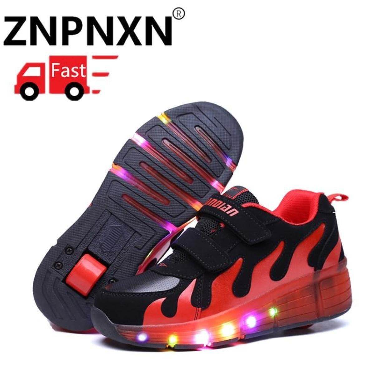 เด็ก Heelys LED รองเท้าผ้าใบแสงที่มีหนึ่งสองล้อชายหญิงลูกกลิ้งสเก็ตรอง ...