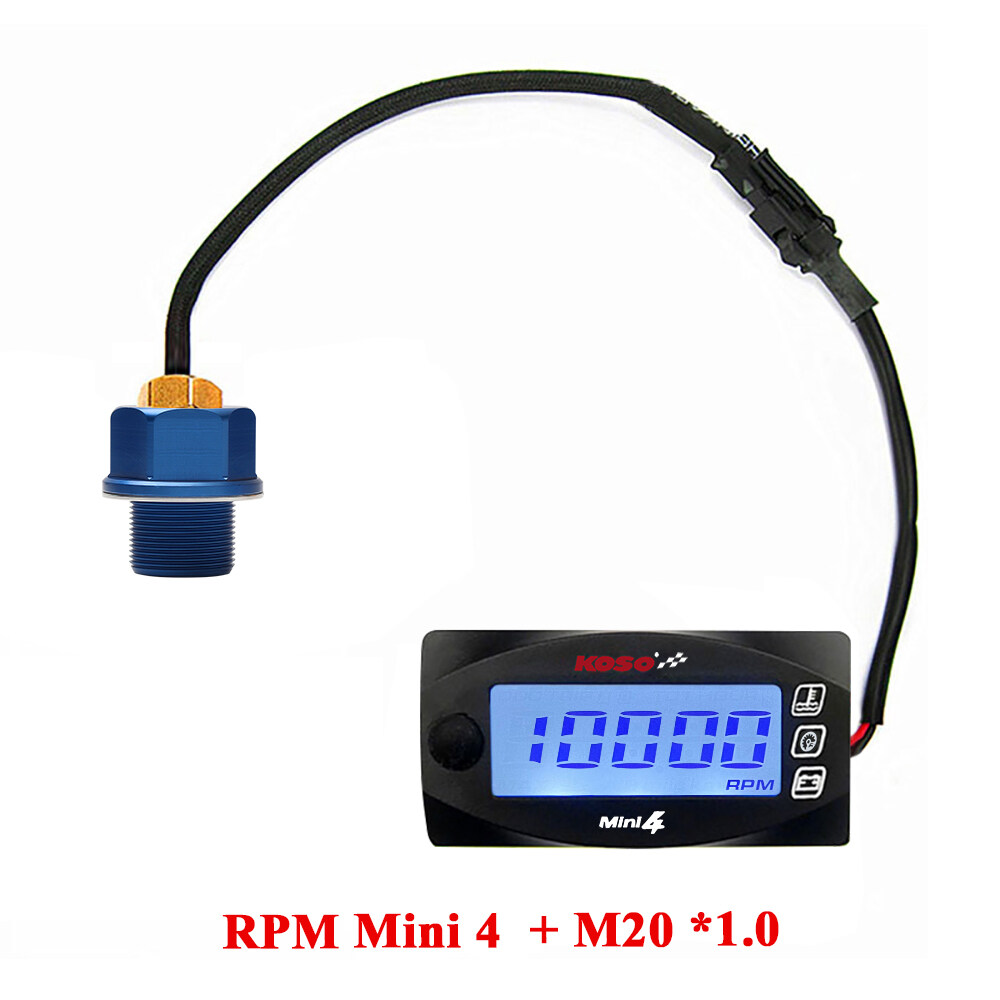 Motorcycle KOSO Mini 4 Tachometer RPM Meter Oil Temp Temperature Timer Voltmeter Tach Hour Clock ...