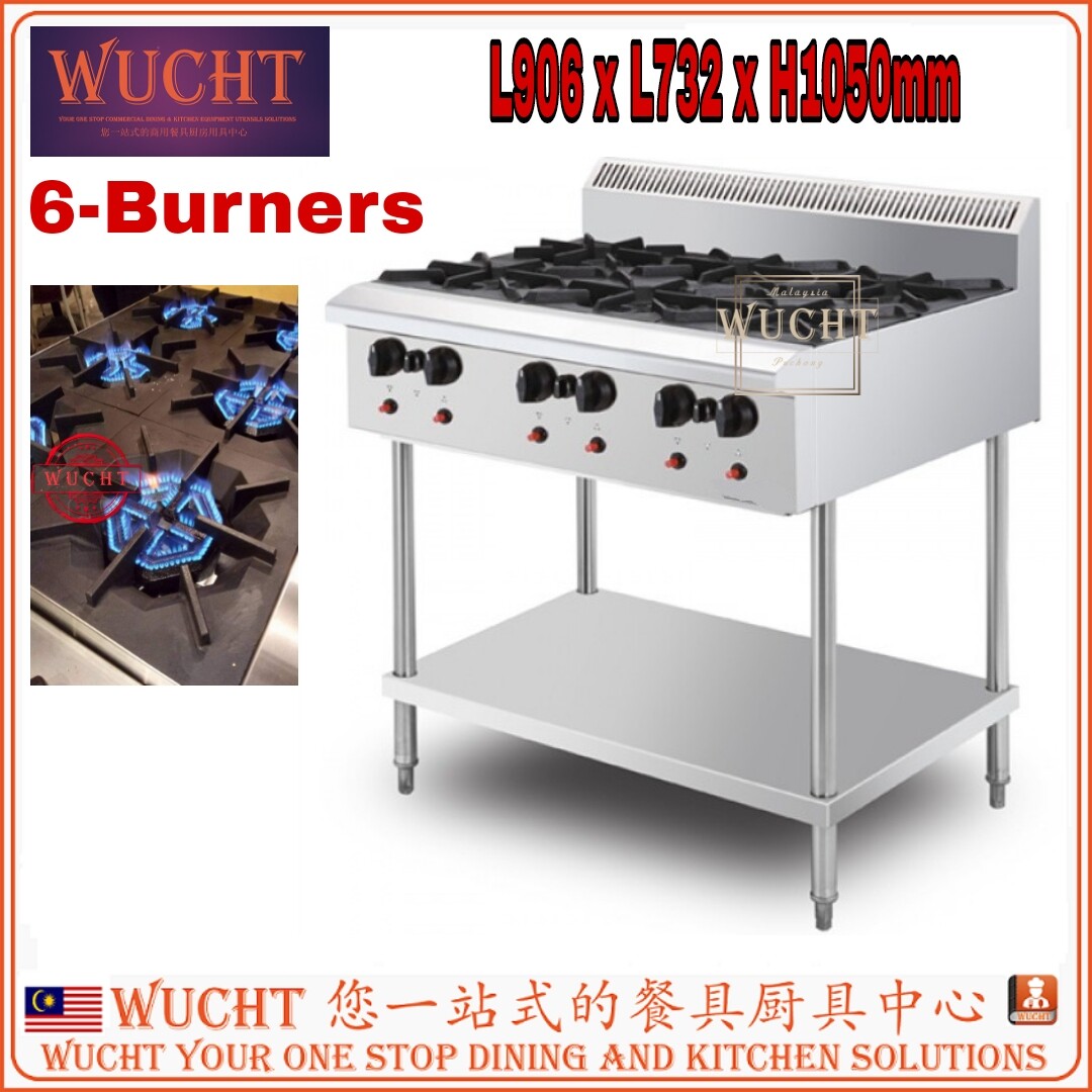 【WUCHT】Commercial Gas Burner 6 Open Burner Cooktop Free Standing with ...