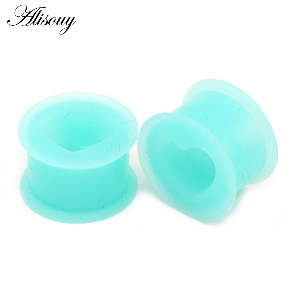 Alisouy 2PCS Silicone Ear Plugs and Tunnels Heart Shape Flexible Ear ...