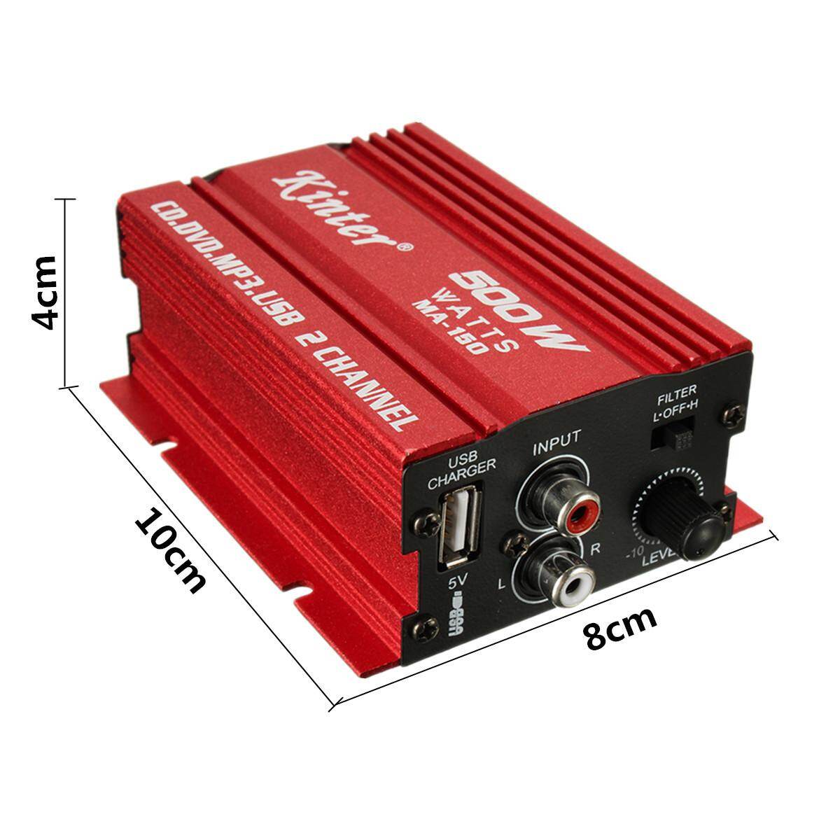 500W 12V Mini Hi-Fi Stereo Audio Amplifier AMP for Auto Car Motorcycle ...