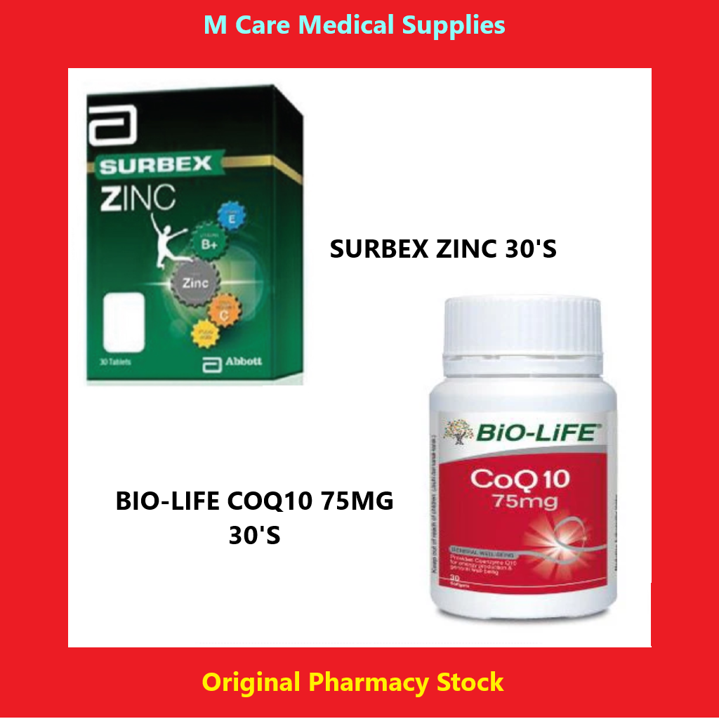 Surbex Zinc 30's + Bio-life COQ10 75mg 30's | Lazada
