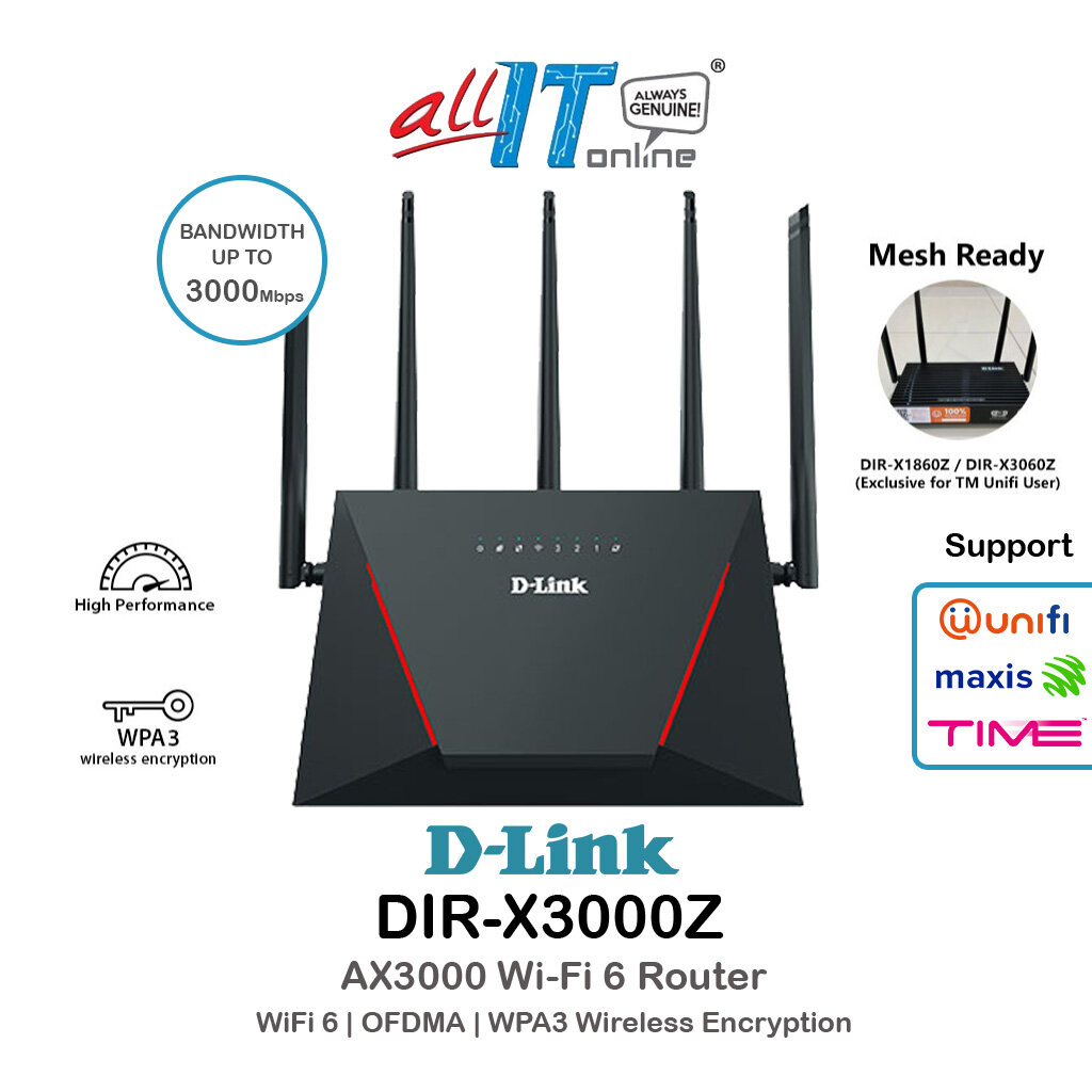 D-Link DIR-X3000Z AX3000 WiFi 6 Gigabit Wireless High Gain Antennas ...