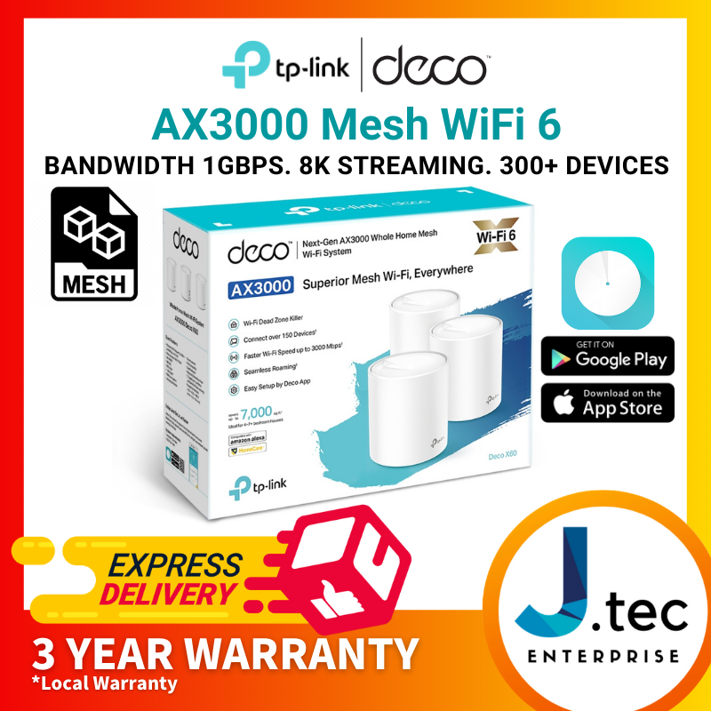 TPlink Deco X60 AX3000 WiFi 6 Mesh WiFi Router Whole Home Wireless, AX ...