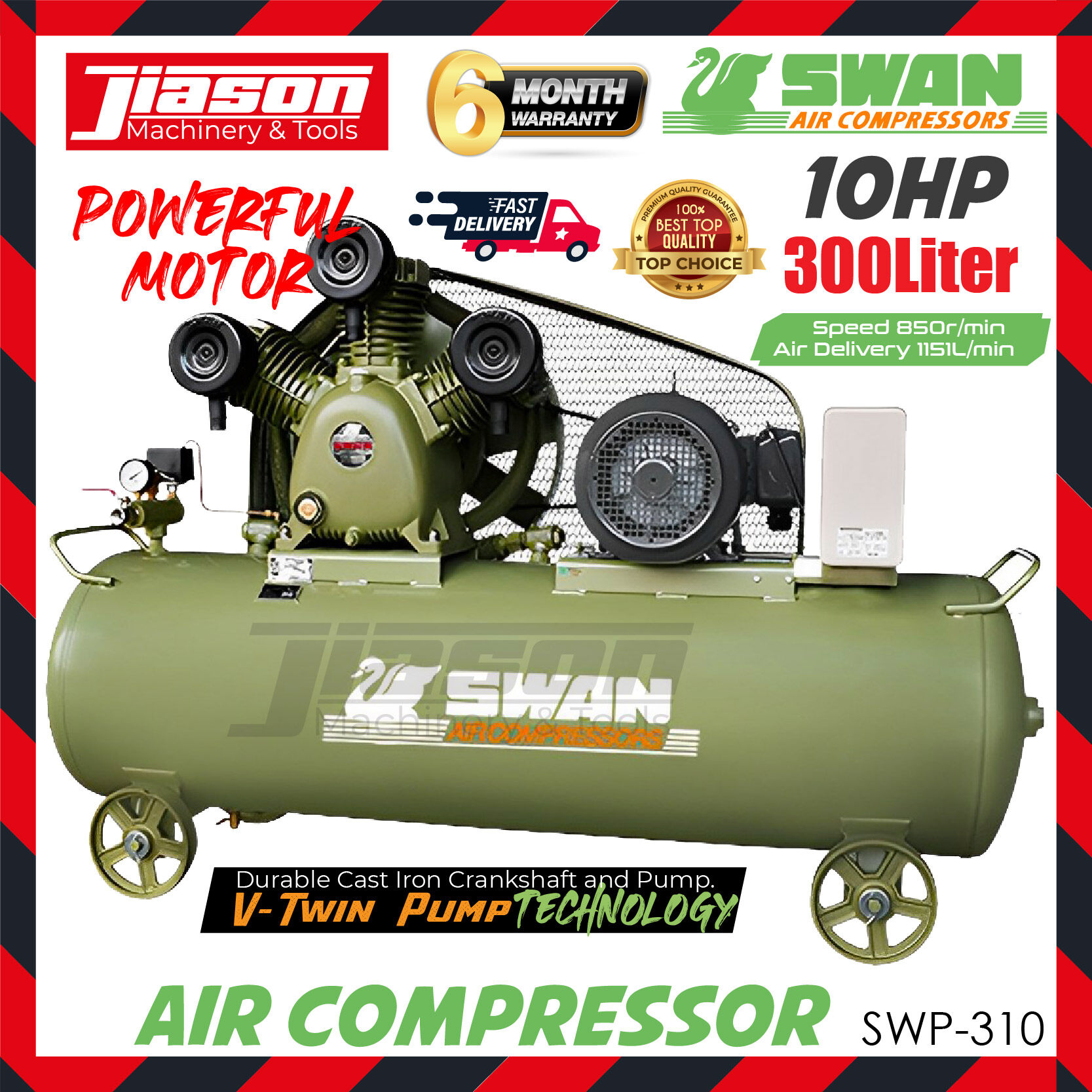 【100% ORIGINAL】SWAN SWP-310 / SWP310 10HP 8Bar 300L Air Compressor ...