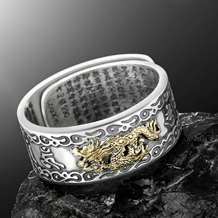 Men Pixiu Charms Ring Feng Shui Amulet Wealth Lucky Open Adjustable ...