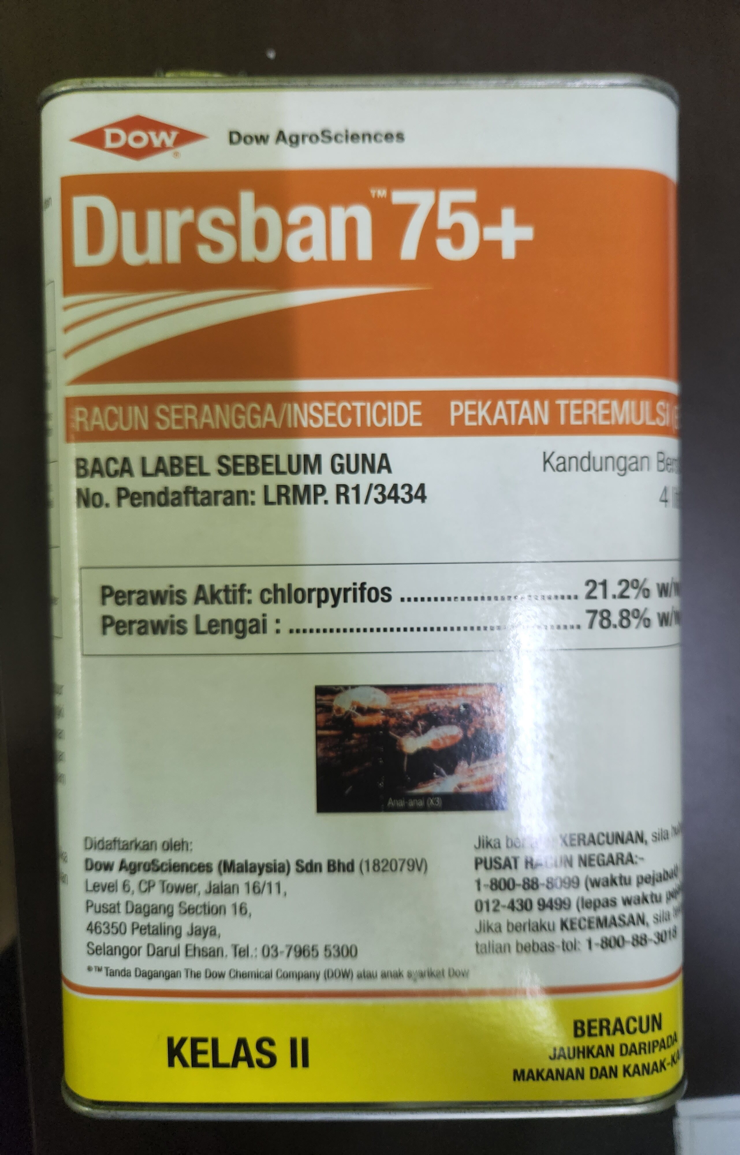 Dursban 75 1Liter/4Liter Racun Serangga Racun Anai-anai Insecticide ...