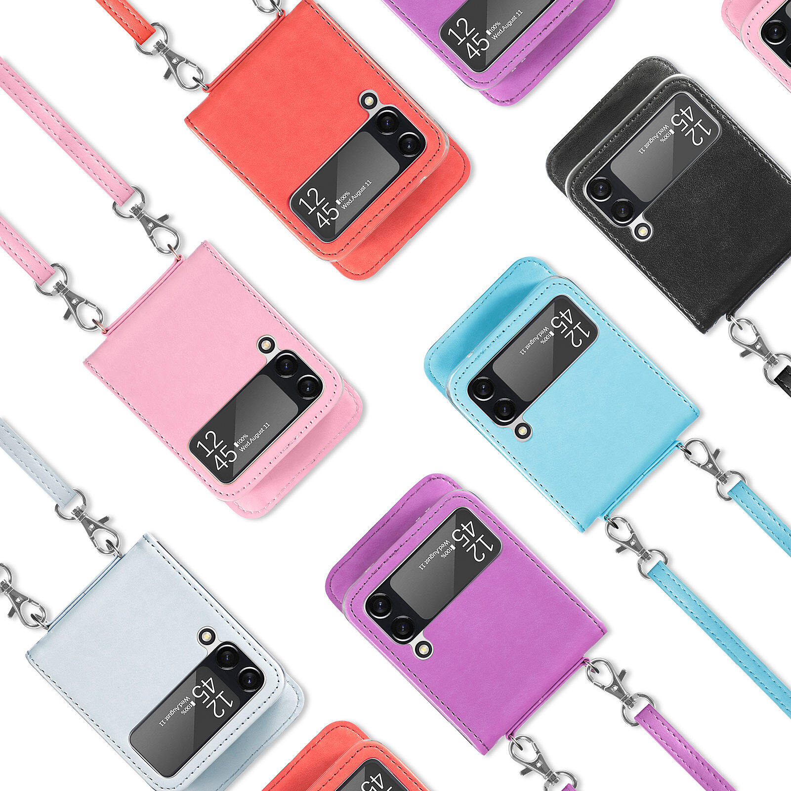 ผิวรู้สึกหรูหราโทรศัพท์มือถือเคสคลุมสำหรับ Samsung Galaxy Z Flip3 Flip ...