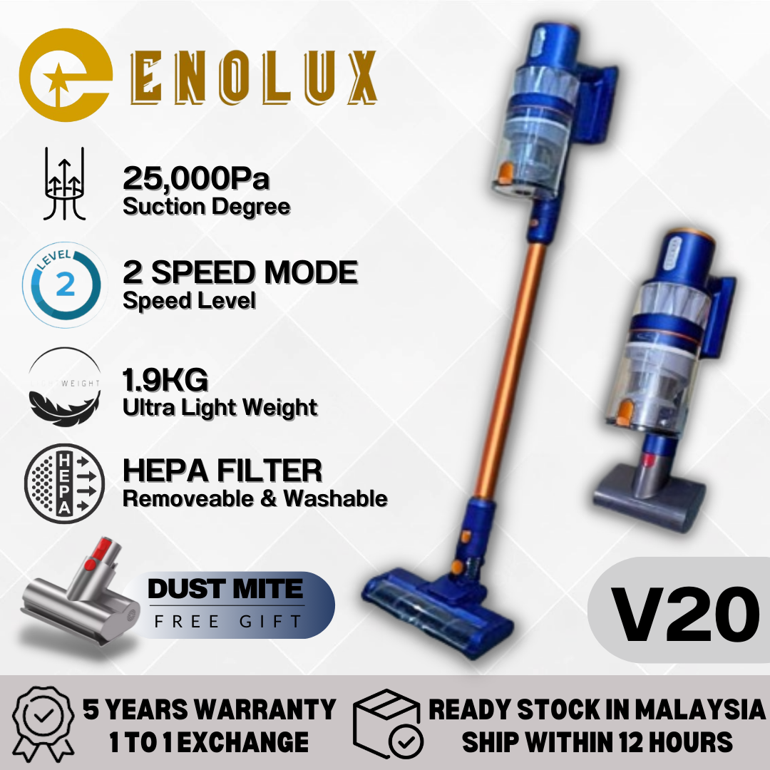 Enolux V20 Cordless Vacuum Cleaner Free Dust Mite For Home Of Office ...