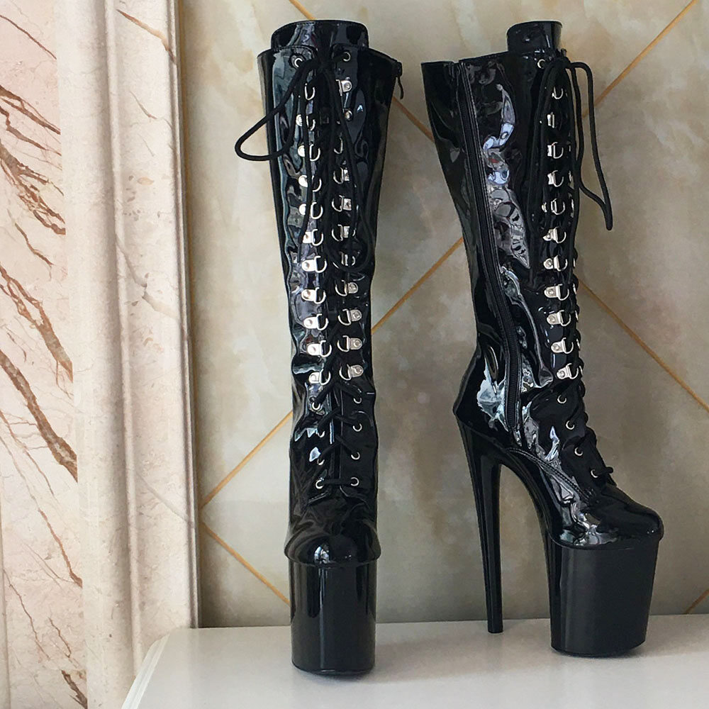 Denova 'S Women 'S Patent Very High Heel Pole Dancing Plus Size Knee ...